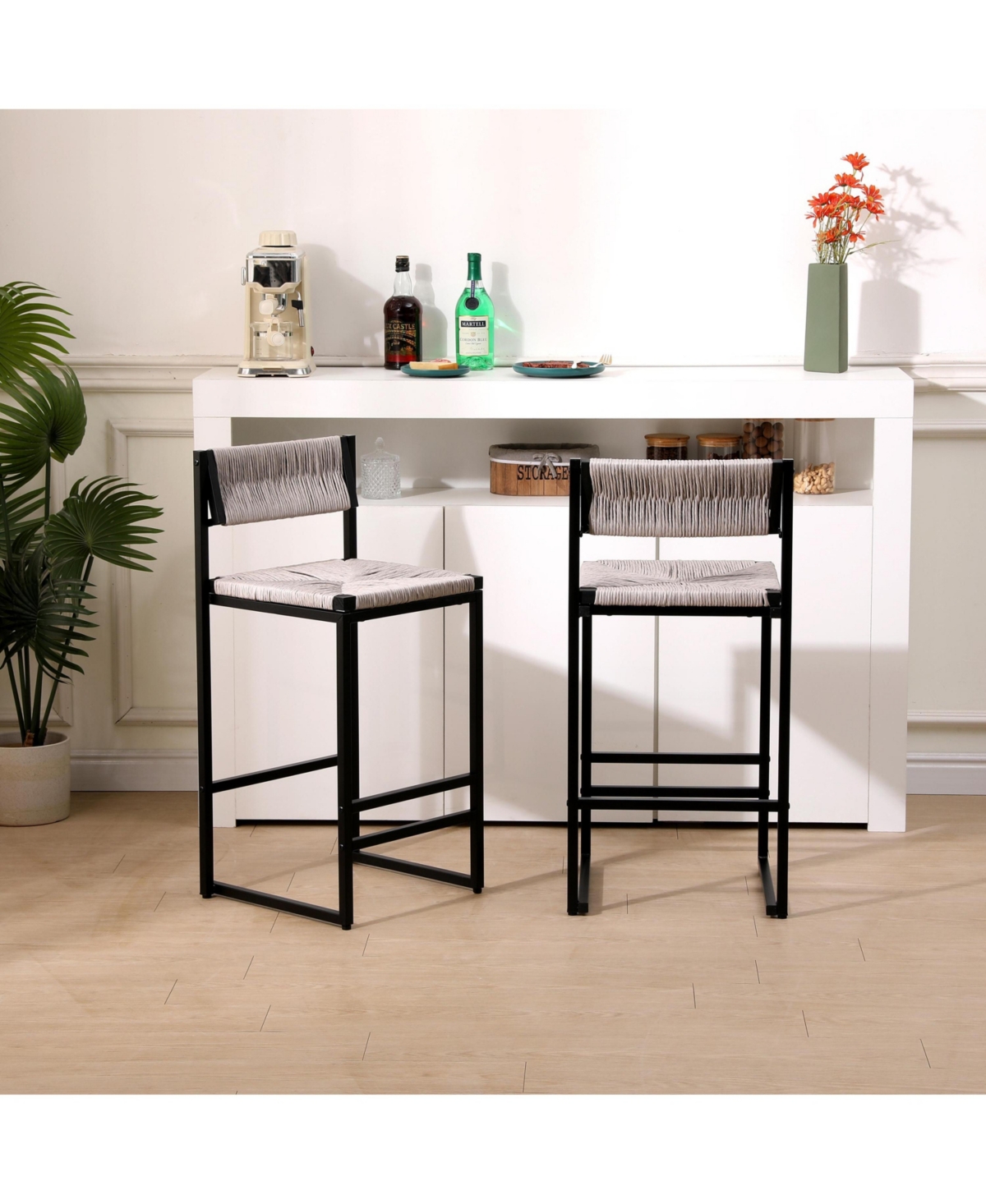 Click here for sumyeg Set of 2 Hand Weave Bar Stools with Backres... prices