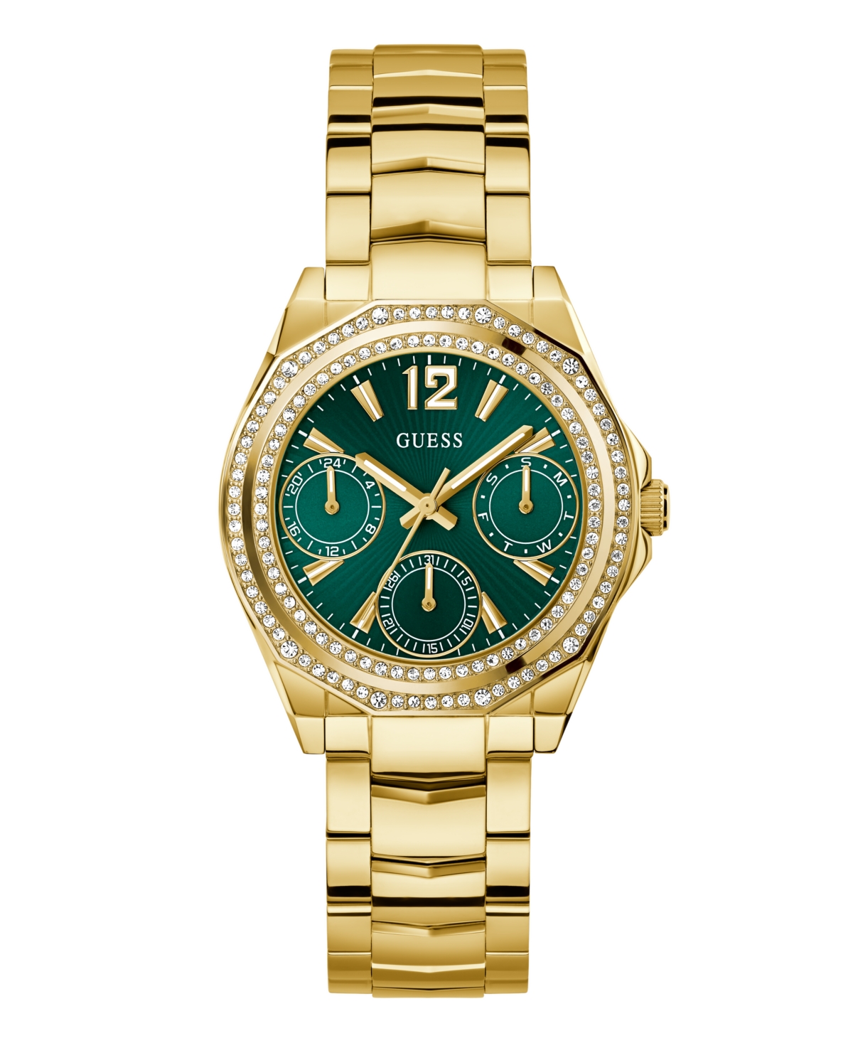 Click here for Guess Womens Quartz Gold-Tone Stainless Steel Watc... prices