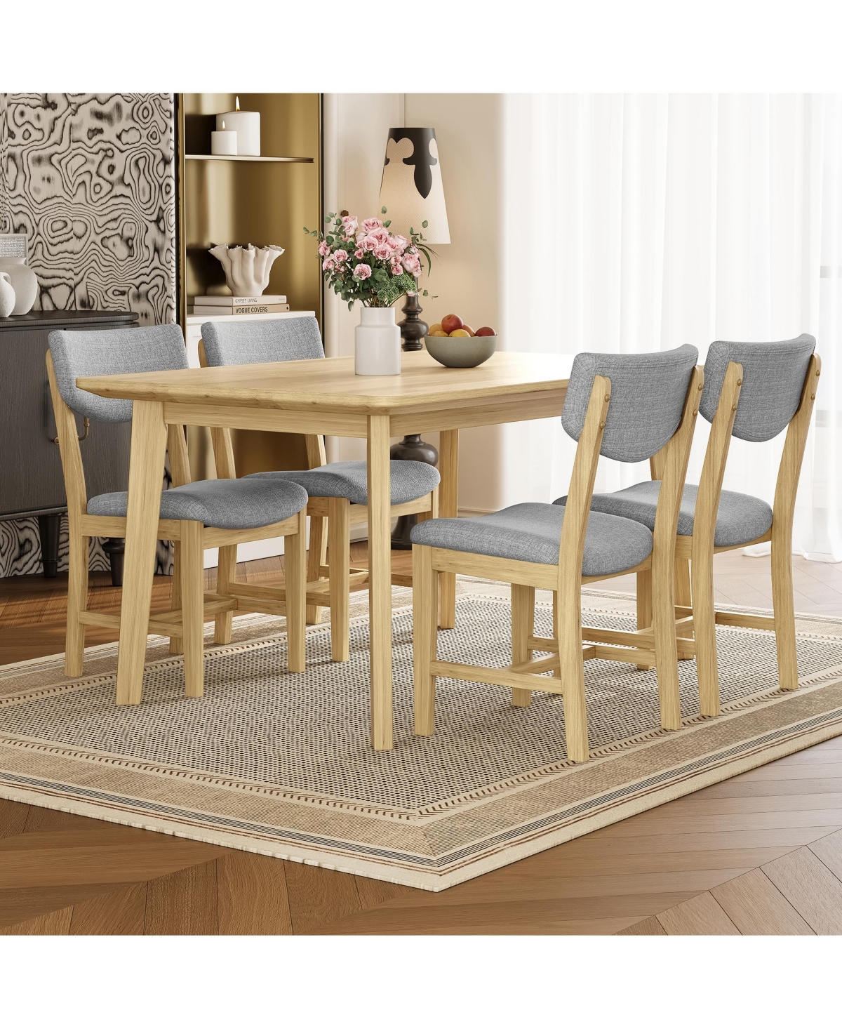 Click here for Maison Boucle 5-Piece Dining Table Set for 4  Rect... prices