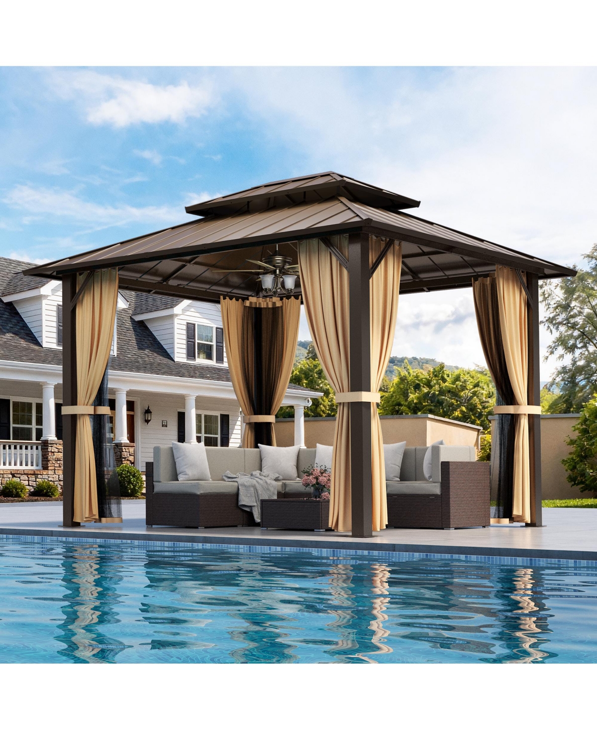 Click here for Pamapic Hardtop Gazebo  Galvanized Steel Double Ro... prices