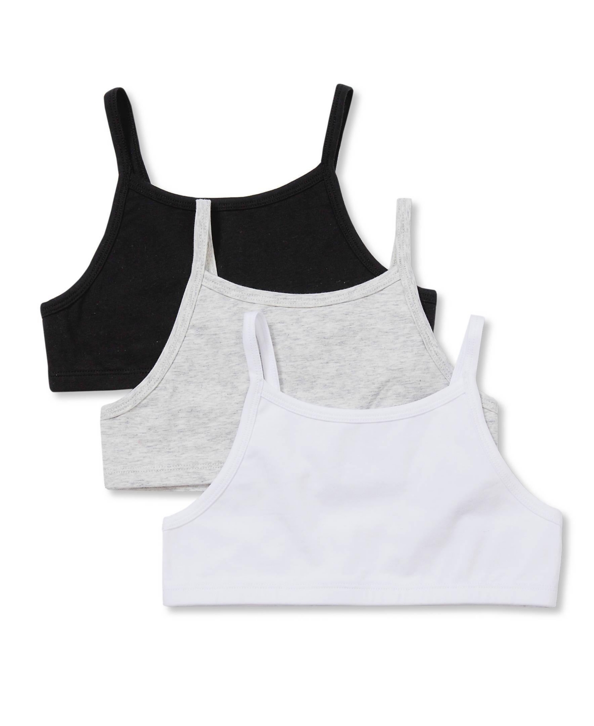 Click here for Lands End Girls Pull On Bra 3 Pack - White/gray/bl... prices