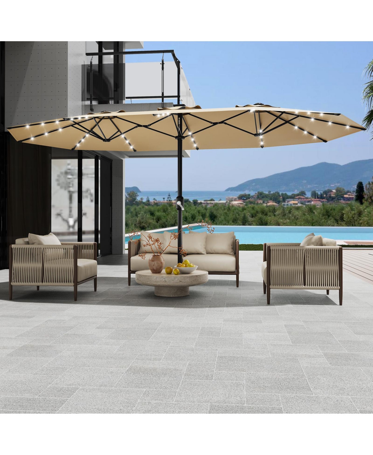 Click here for homfan 15 Double-Sided Patio Umbrella with Solar L... prices