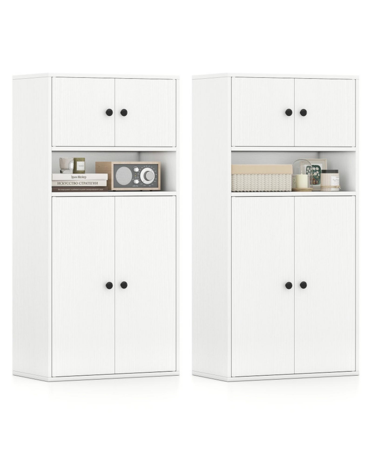 Click here for Sugift 44 Inch Tall 2-Piece Bookshelf with Doors a... prices