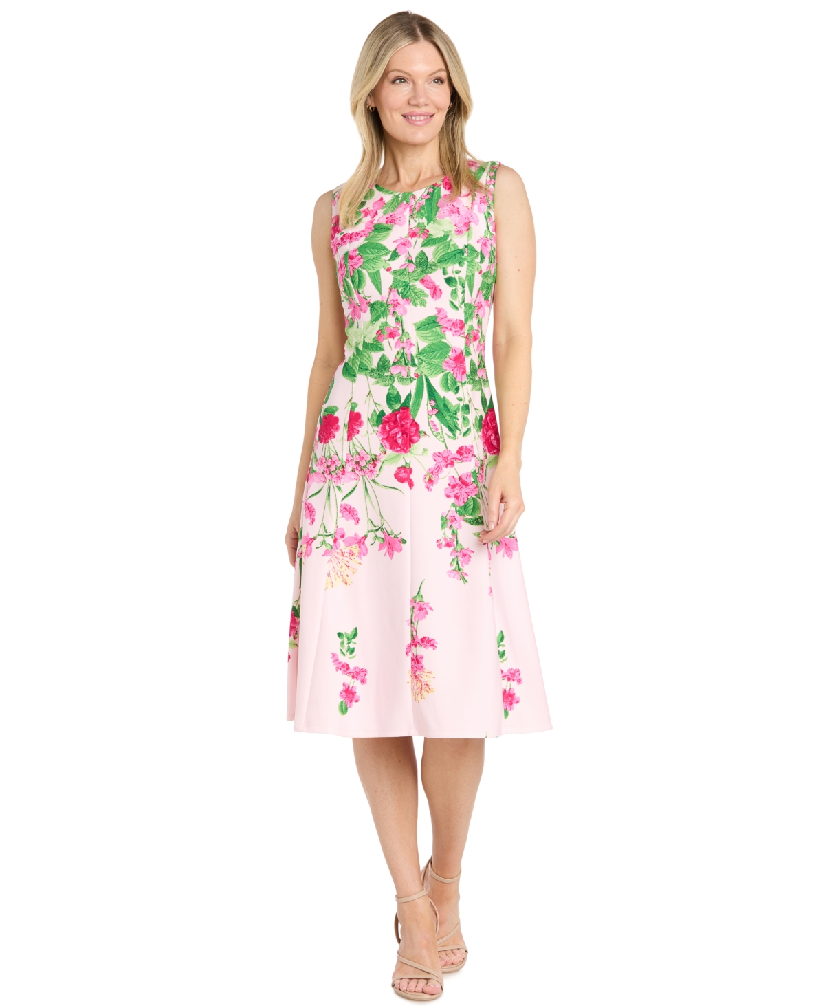 Click here for R & M Richards Womens Crewneck Midi Dress - Pink/M... prices