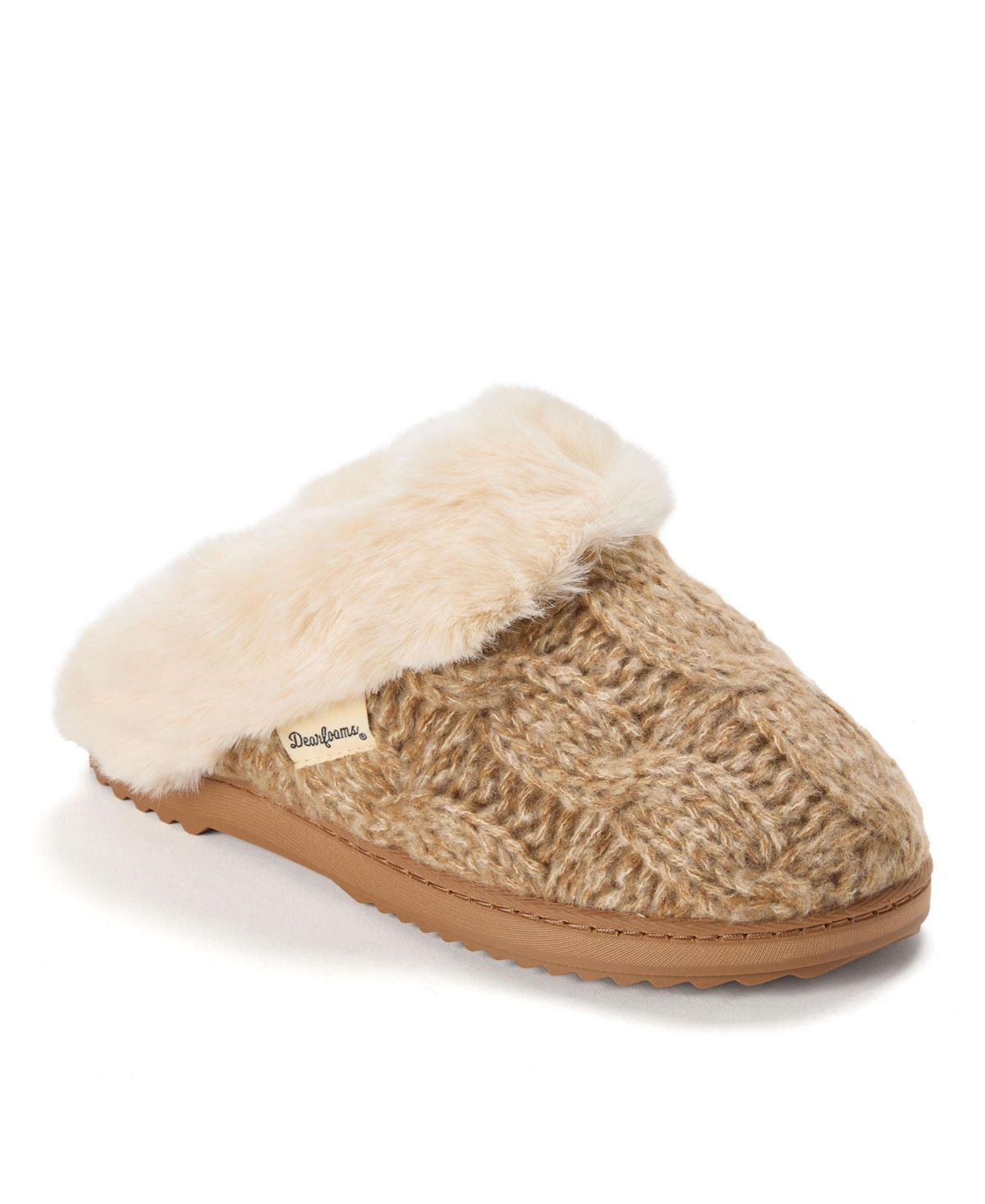 Click here for Dearfoams Womens Nicki Knit Scuff Cable Knit Slipp... prices
