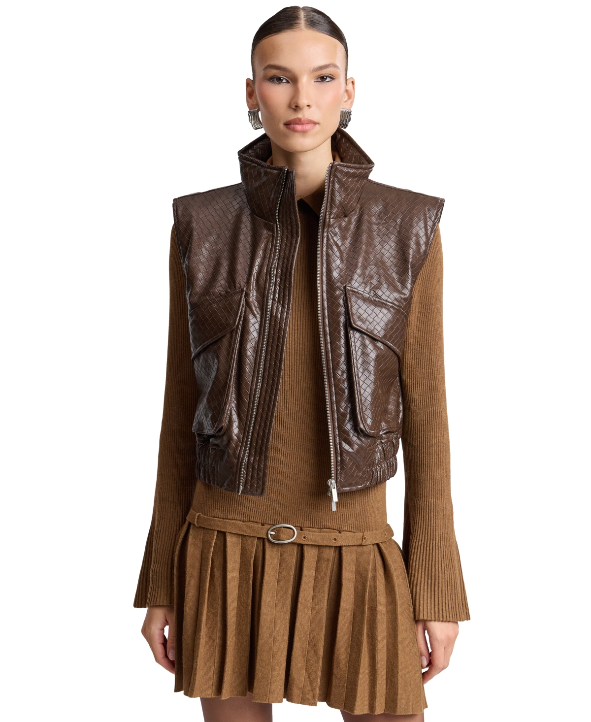 Click here for Avec Les Filles Womens Cropped Sleeveless Mock Nec... prices