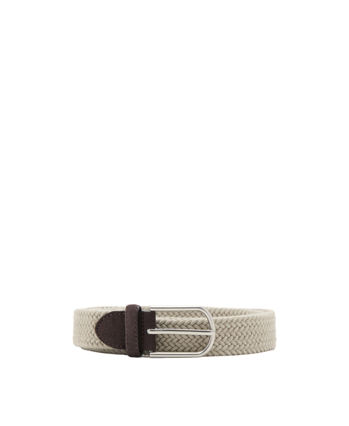 Click here for Mango Mens Braided Leather Belt - Beige prices