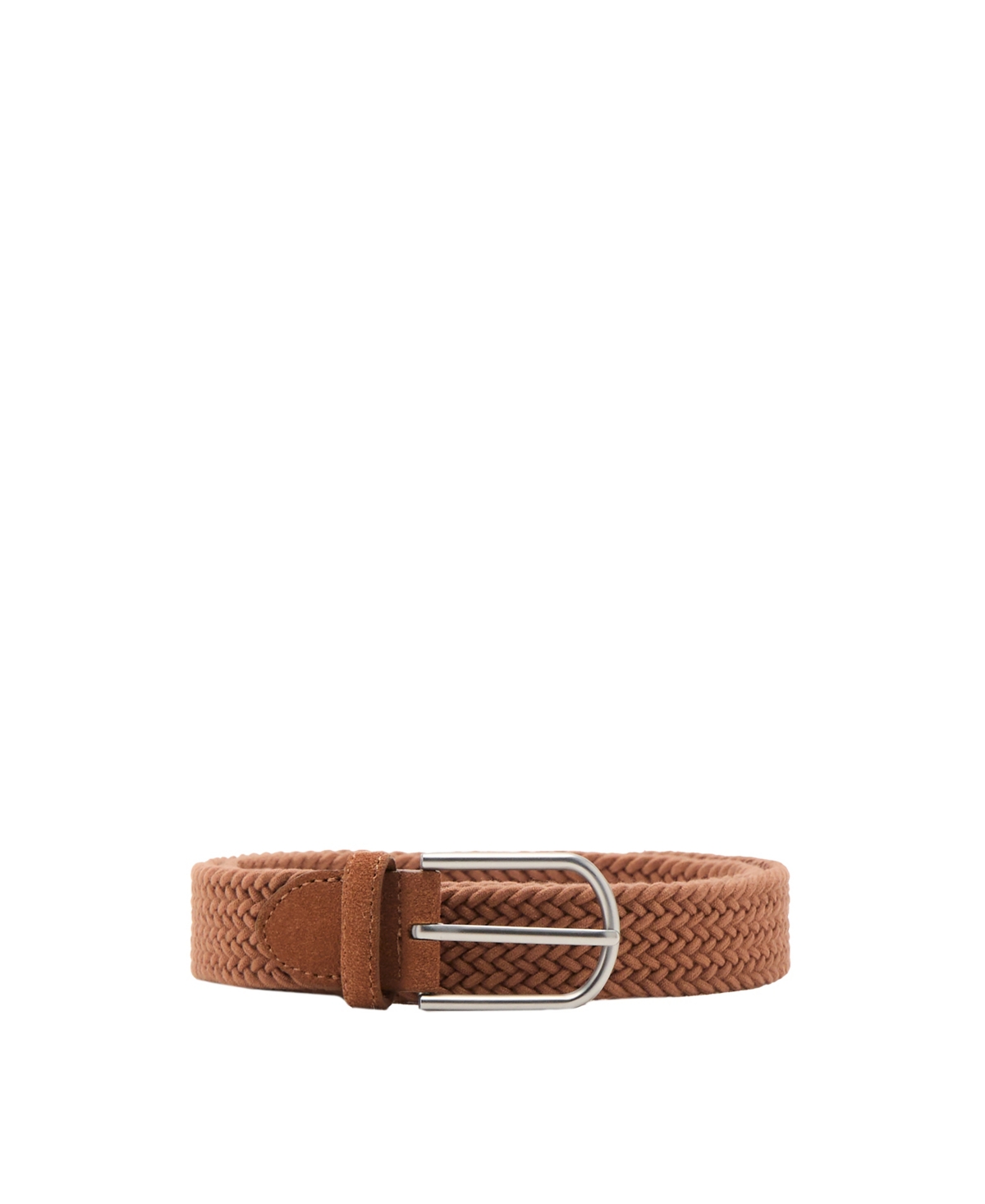Click here for Mango Mens Braided Leather Belt - Medium Brown prices