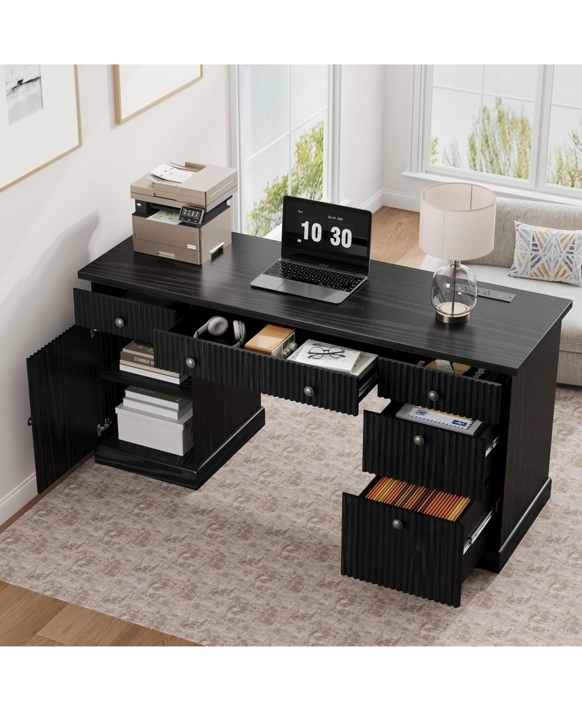 Click here for homfan 60 Office Desk â Fluted Wood Executive De... prices
