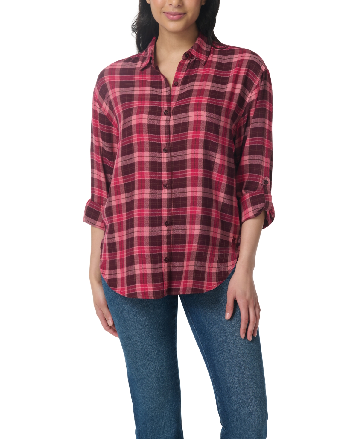 Click here for Gloria Vanderbilt Womens Amanda Plaid Point-Collar... prices