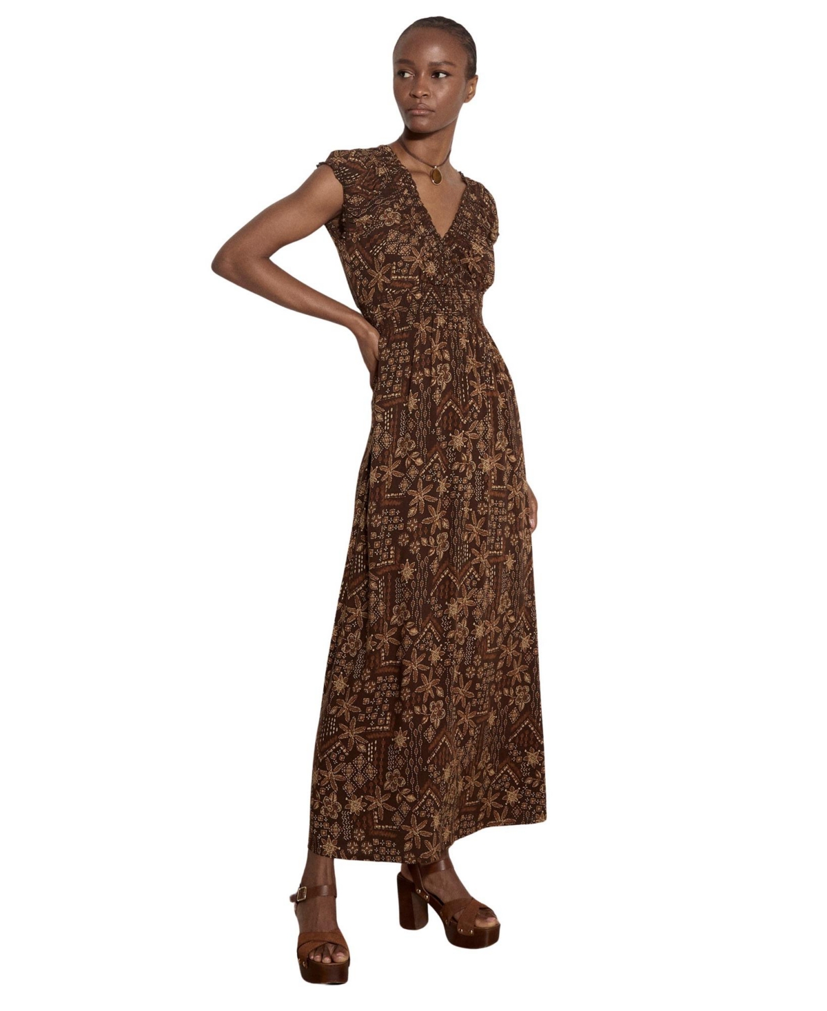 Click here for Apricot Womens Batik Star Flower Maxi Dress - Brow... prices