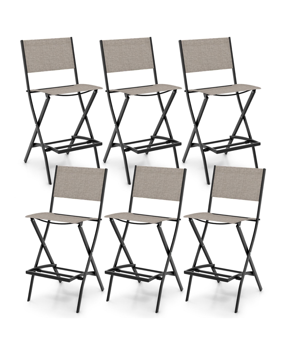 Click here for Gymax Set of 6 Folding Bar Stools Patio Sling Chai... prices