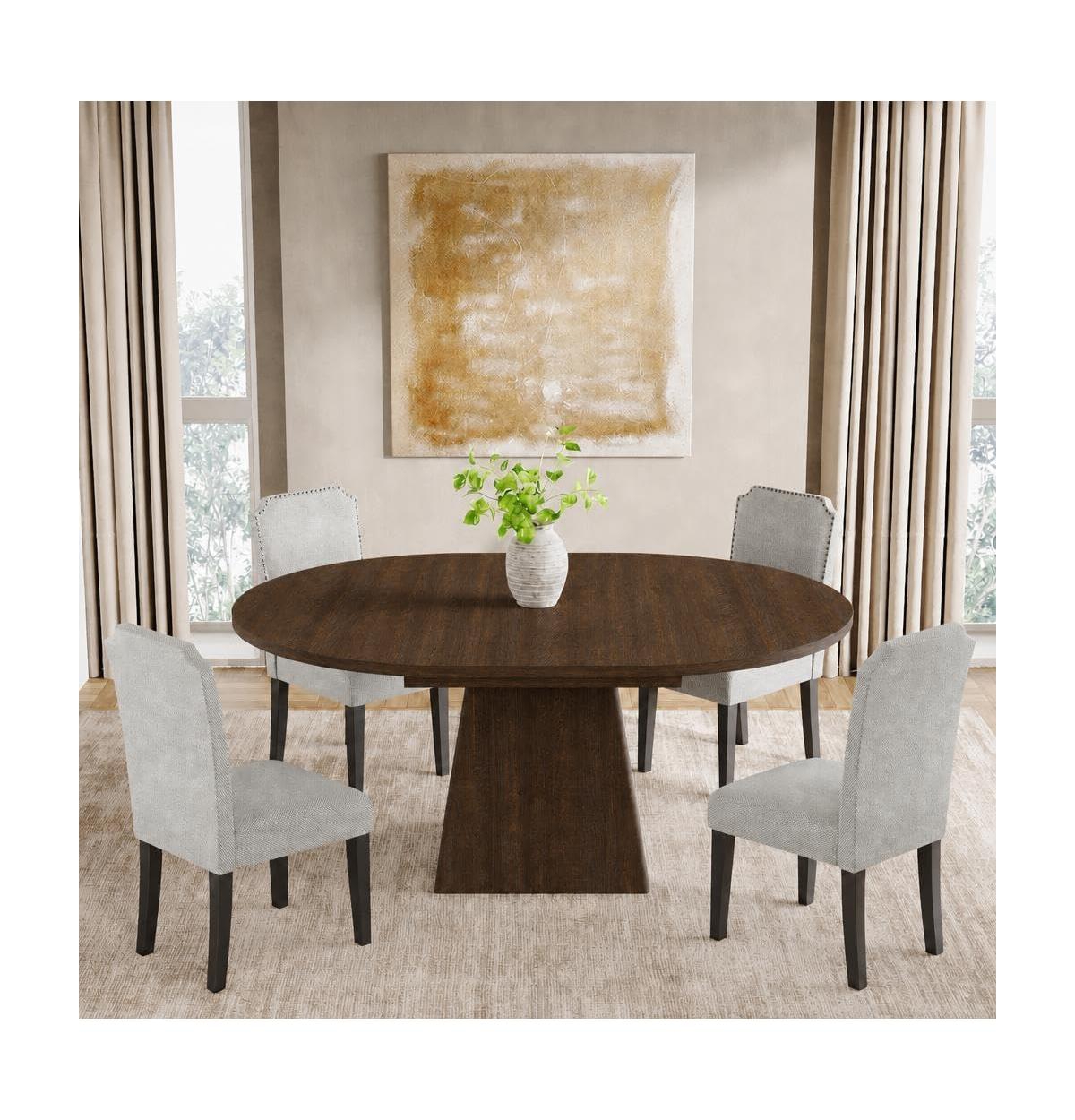 Click here for homfan 47-63 Extendable Round Dining Table for 4-6... prices