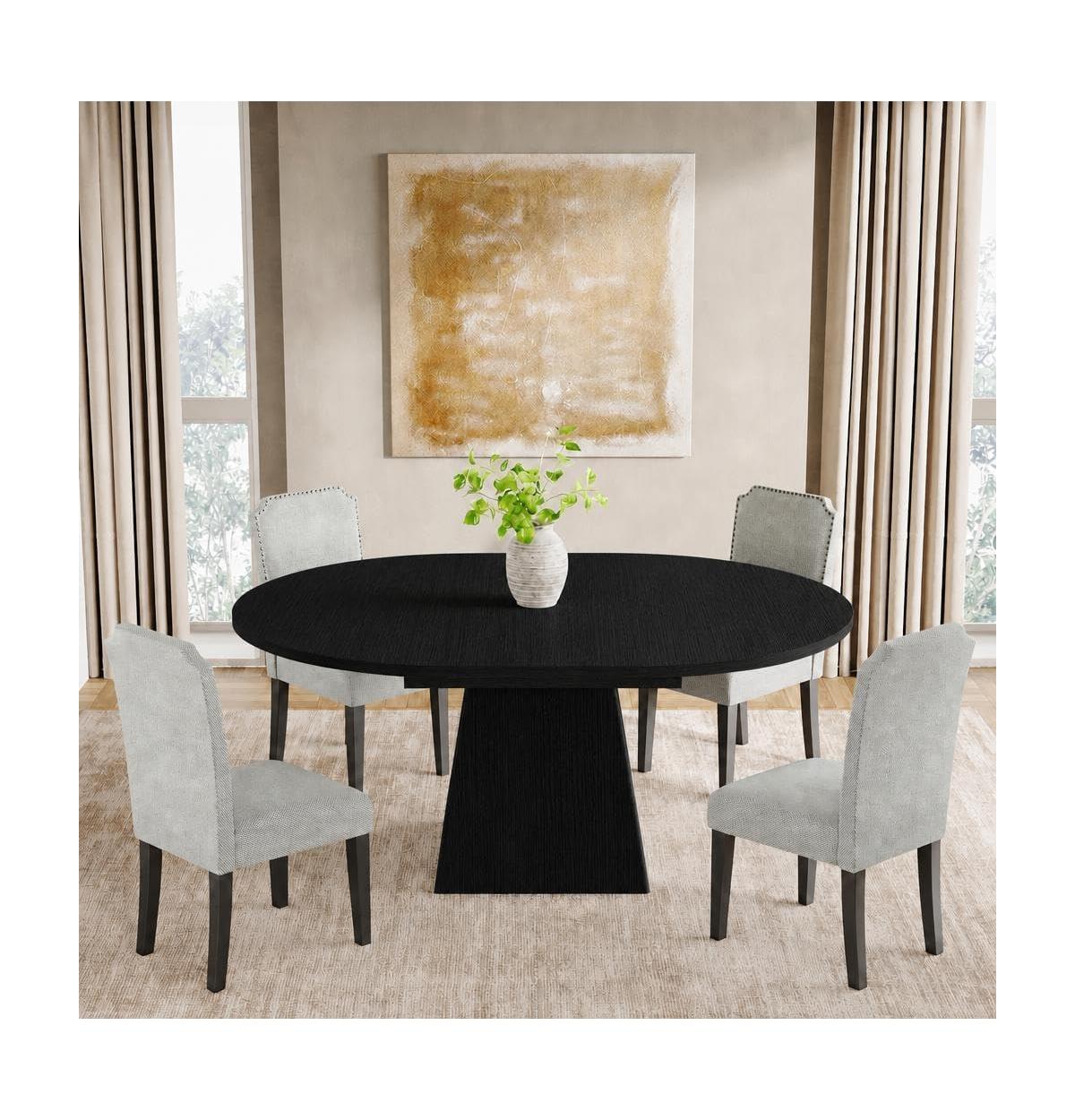 Click here for homfan 47-63 Extendable Round Dining Table for 4-6... prices