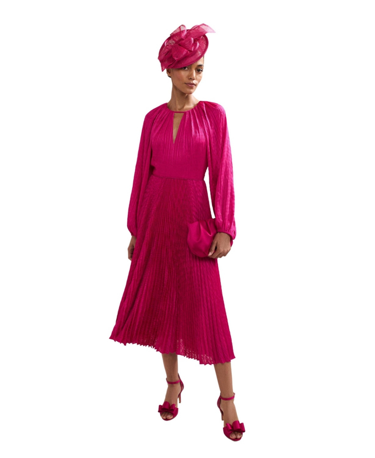 Click here for Phase Eight Womens Faye Textured Pleat Dress - Pin... prices