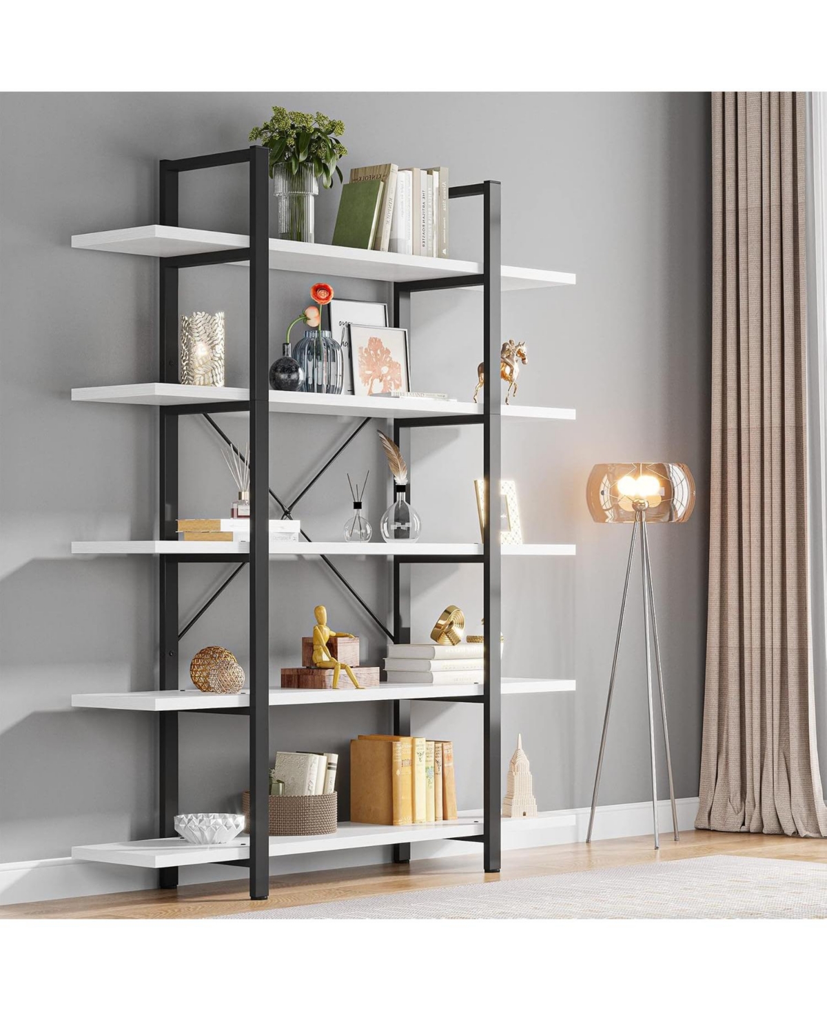 Click here for Tribesigns 5-Tier 72 Vintage Industrial Bookshelf  prices