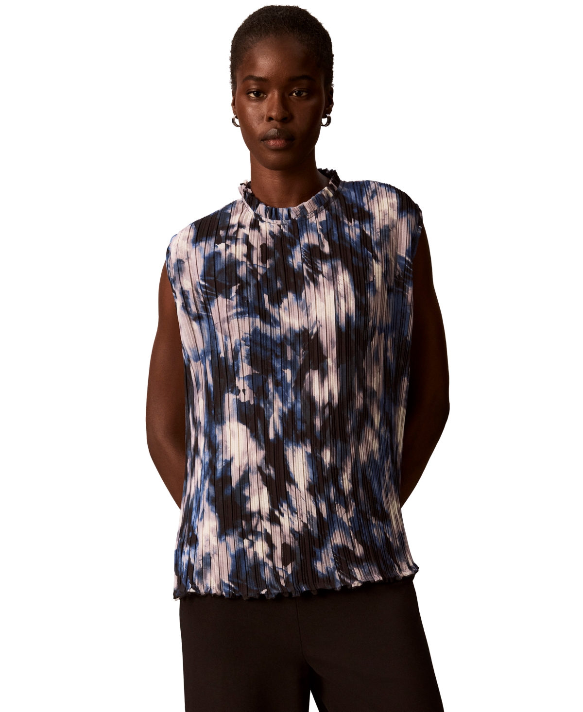 Click here for Calvin Klein Womens Mock Neck Sleeveless Printed B... prices
