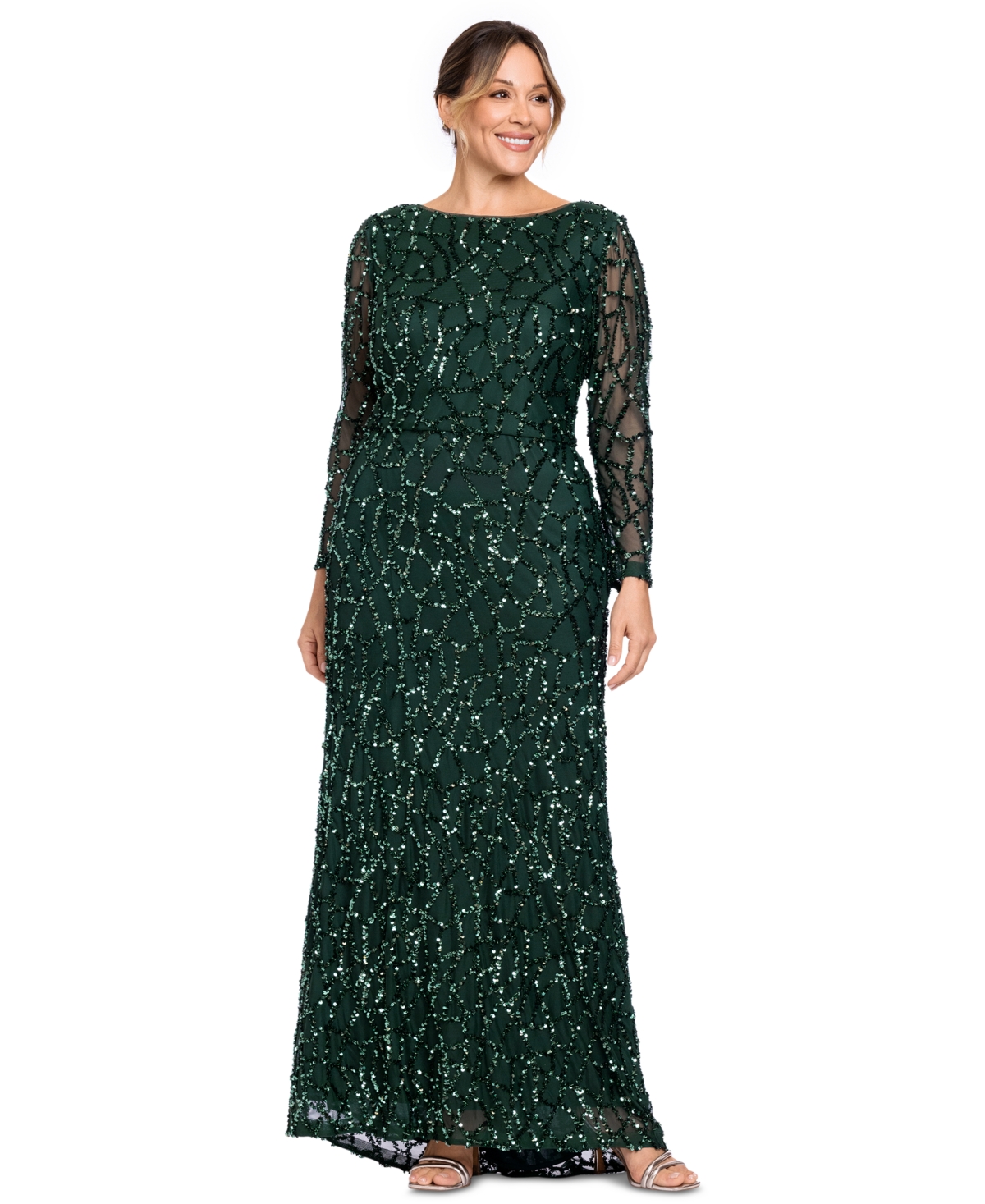 Click here for Betsy & Adam Plus Size Mother of Bride Sequin Long... prices