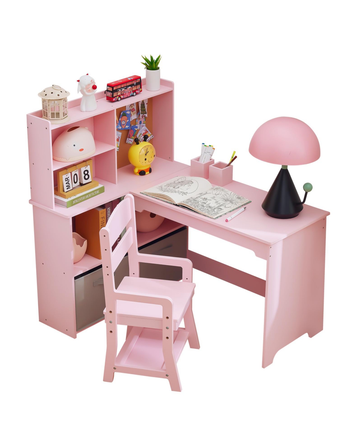 Click here for homfan L Shape Kids Desk and Chair Set with Bullet... prices