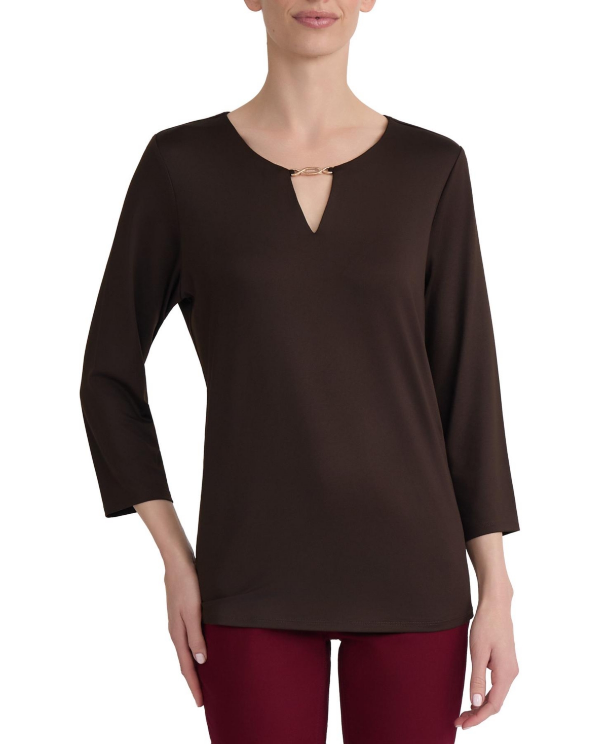 Click here for Jones New York Womens 3/4-Sleeve Buckle-Trim Keyho... prices