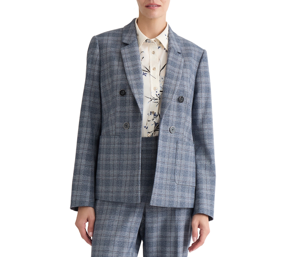 Click here for Jones New York Petite Plaid Double-Breasted Blazer... prices