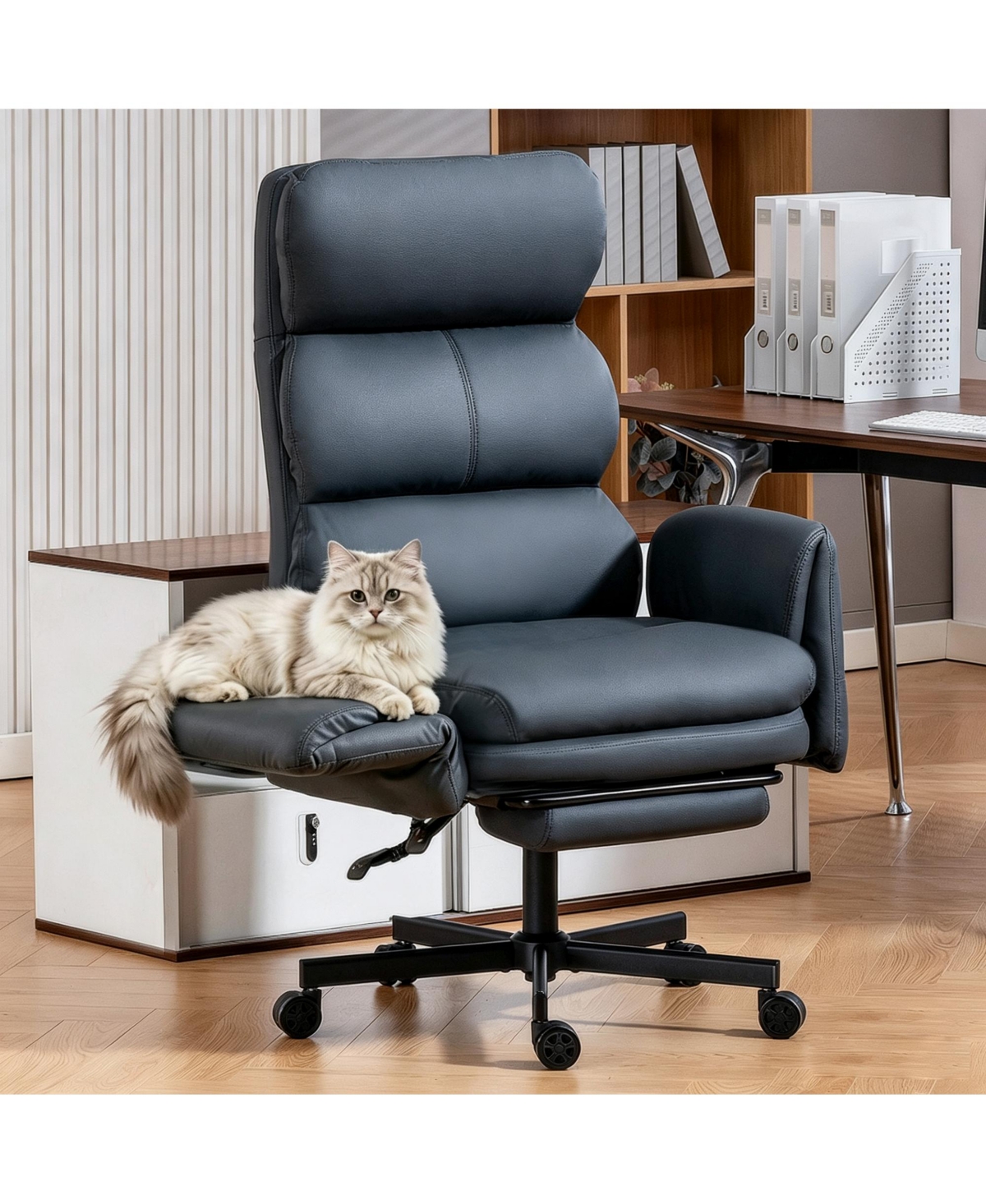 Click here for Dyhome Pu Leather Cross-legged Office Chair with F... prices