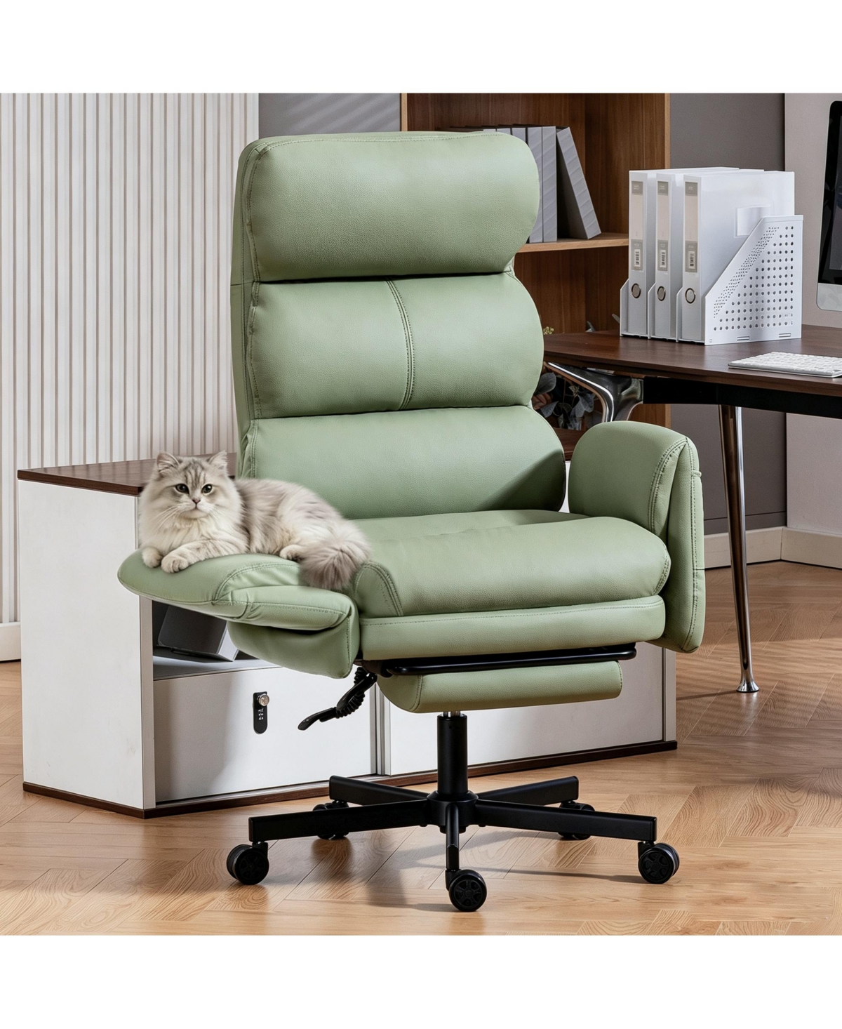 Click here for Dyhome Pu Leather Cross-legged Office Chair with F... prices