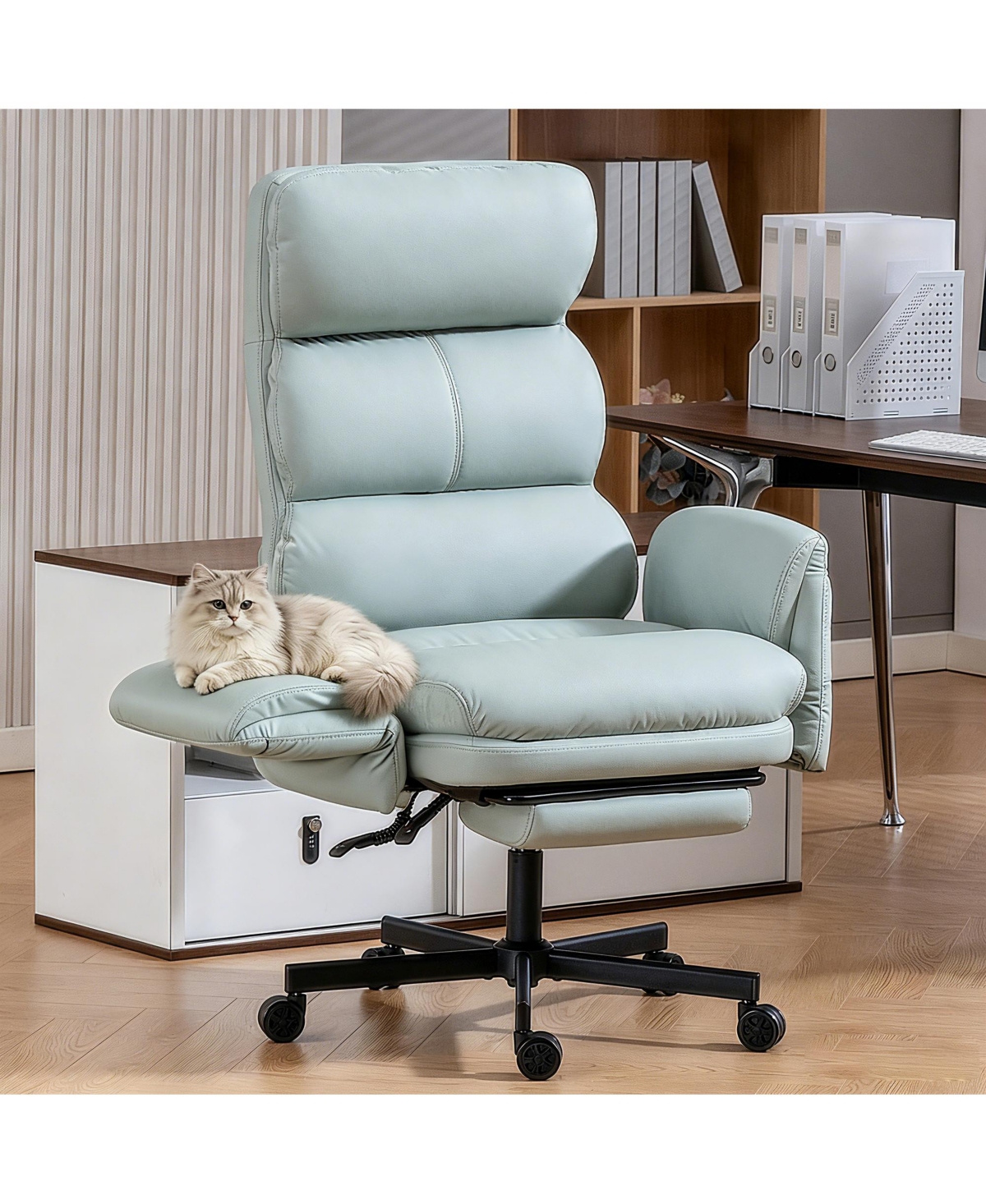 Click here for Dyhome Pu Leather Cross-legged Office Chair with F... prices