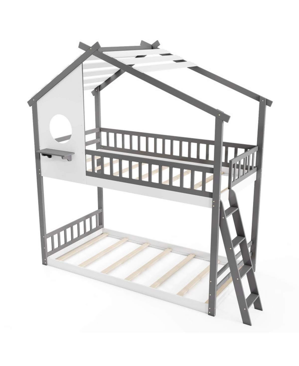 Click here for Sugift Twin House Bunk Bed with Roof Ladder and Fu... prices