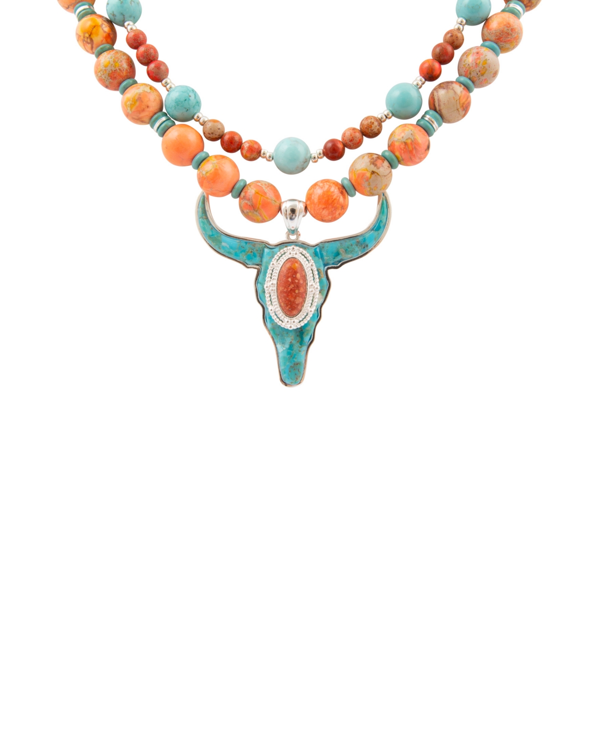 Click here for Barse Longhorn Blue Turquoise Silver Necklace - Go... prices