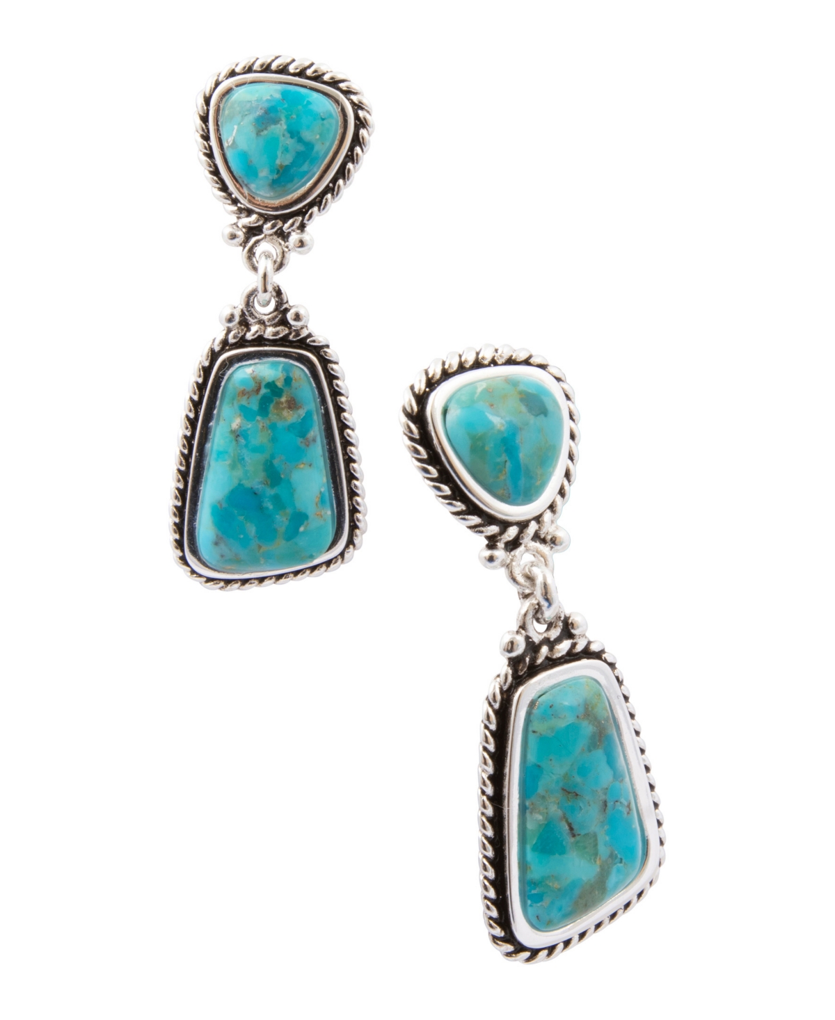 Click here for Barse Double Blue Turquoise Silver Drop Earrings -... prices