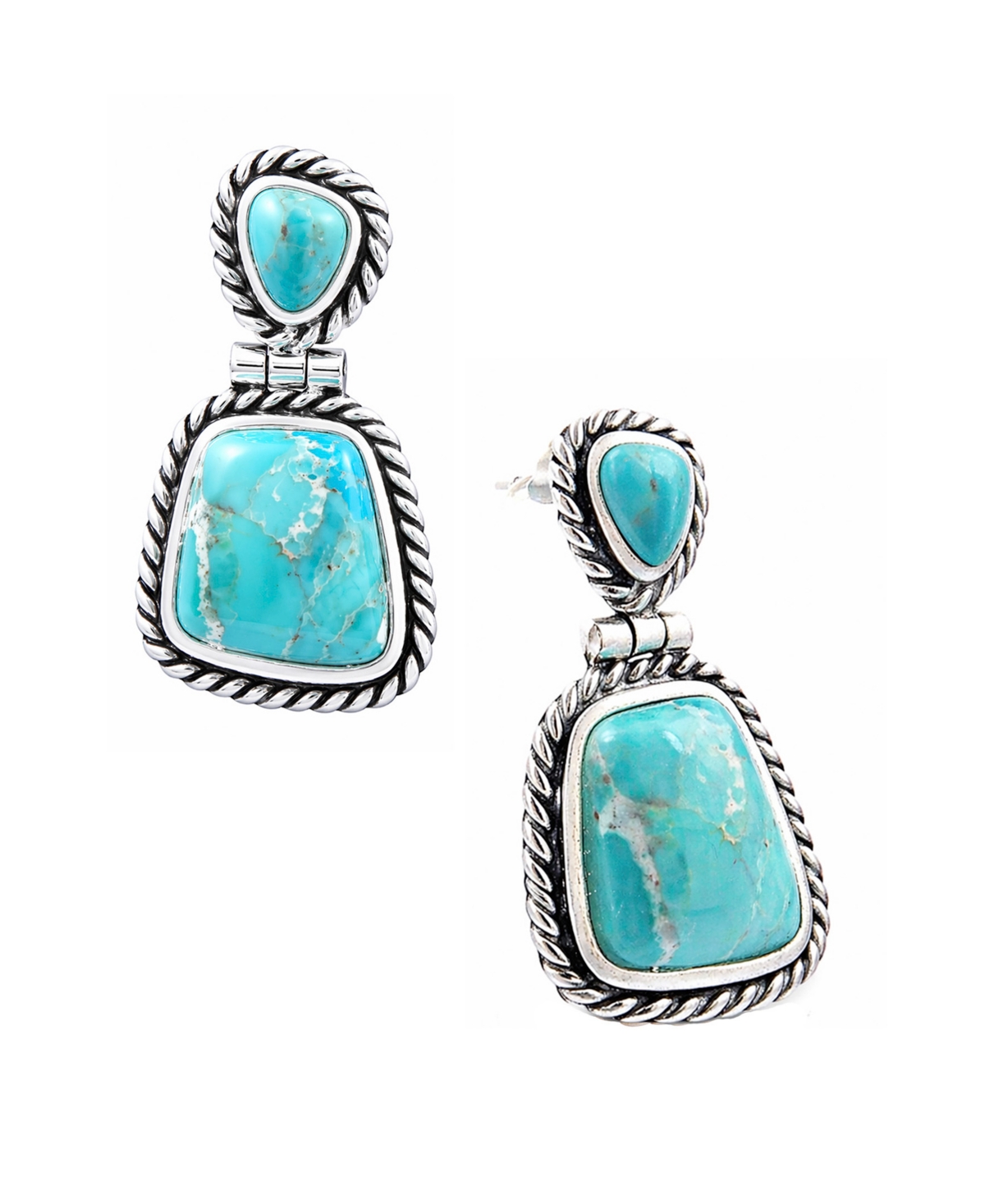 Click here for Barse Arizona Blue Turquoise and Silver Roped Earr... prices