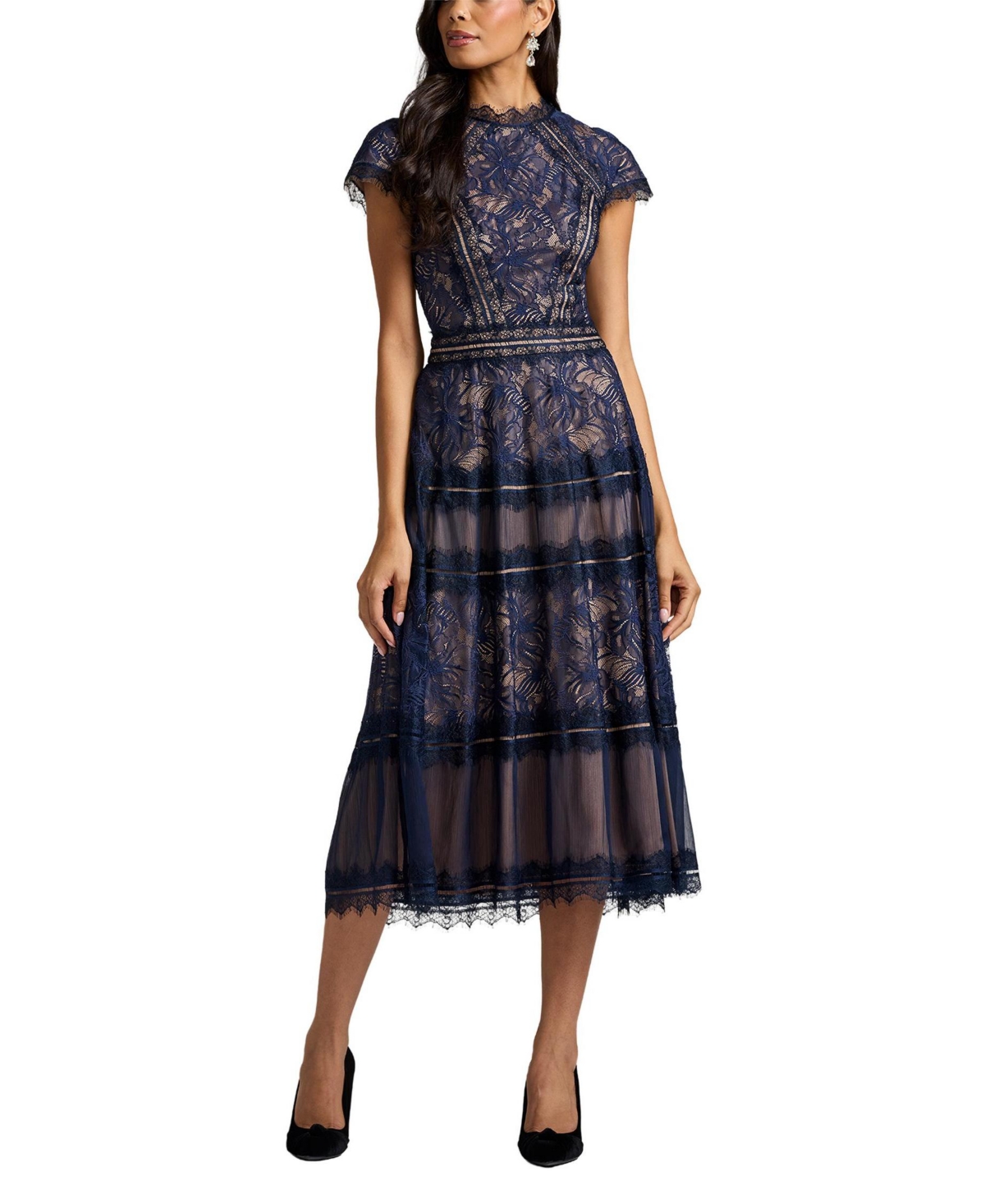 Click here for Tadashi Shoji Womens Ahern Orchid Lace Midi Dress... prices