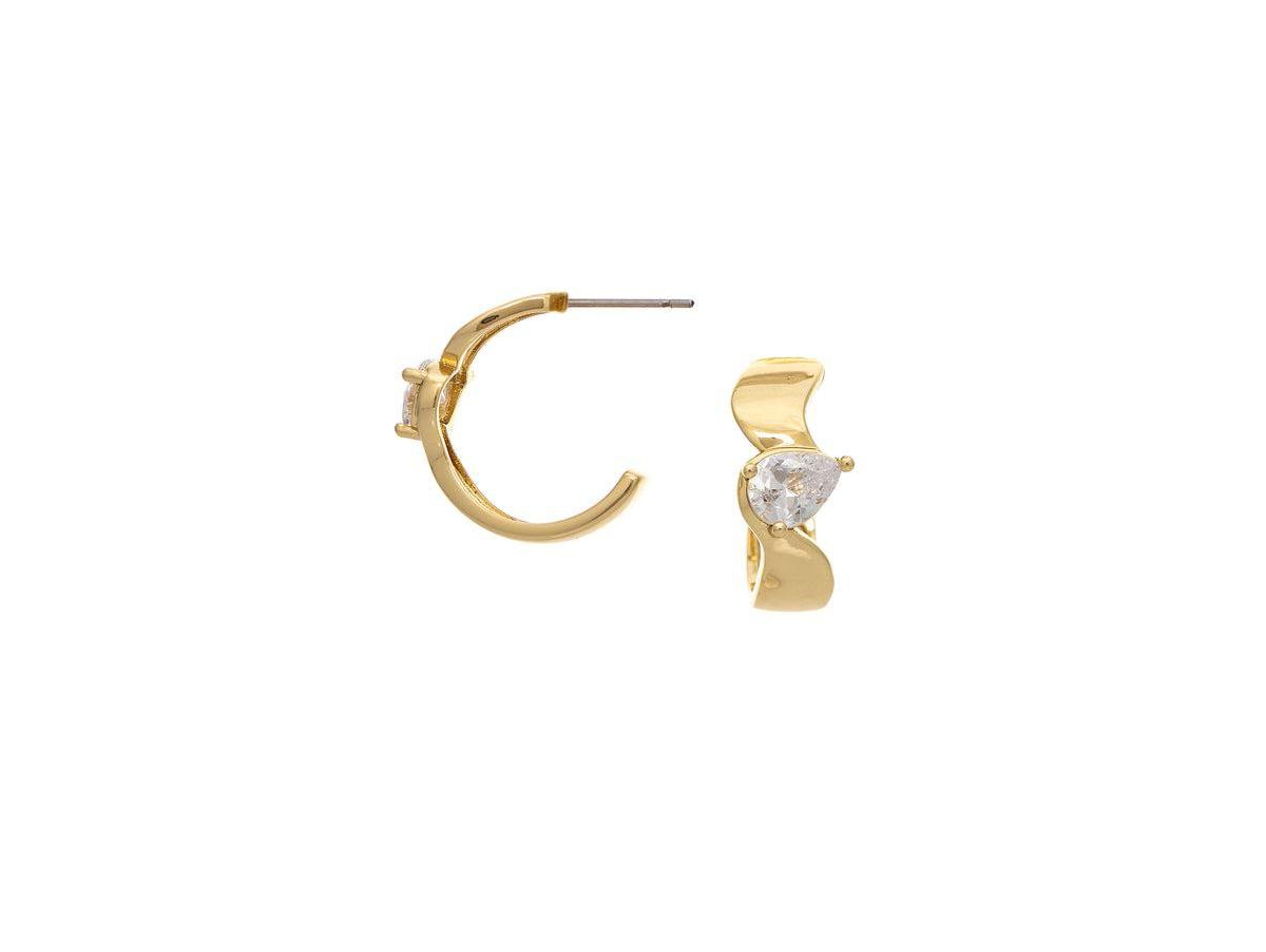 Click here for Rivka Friedman 18K Gold Plated Pear Cz Hoop Earrin... prices