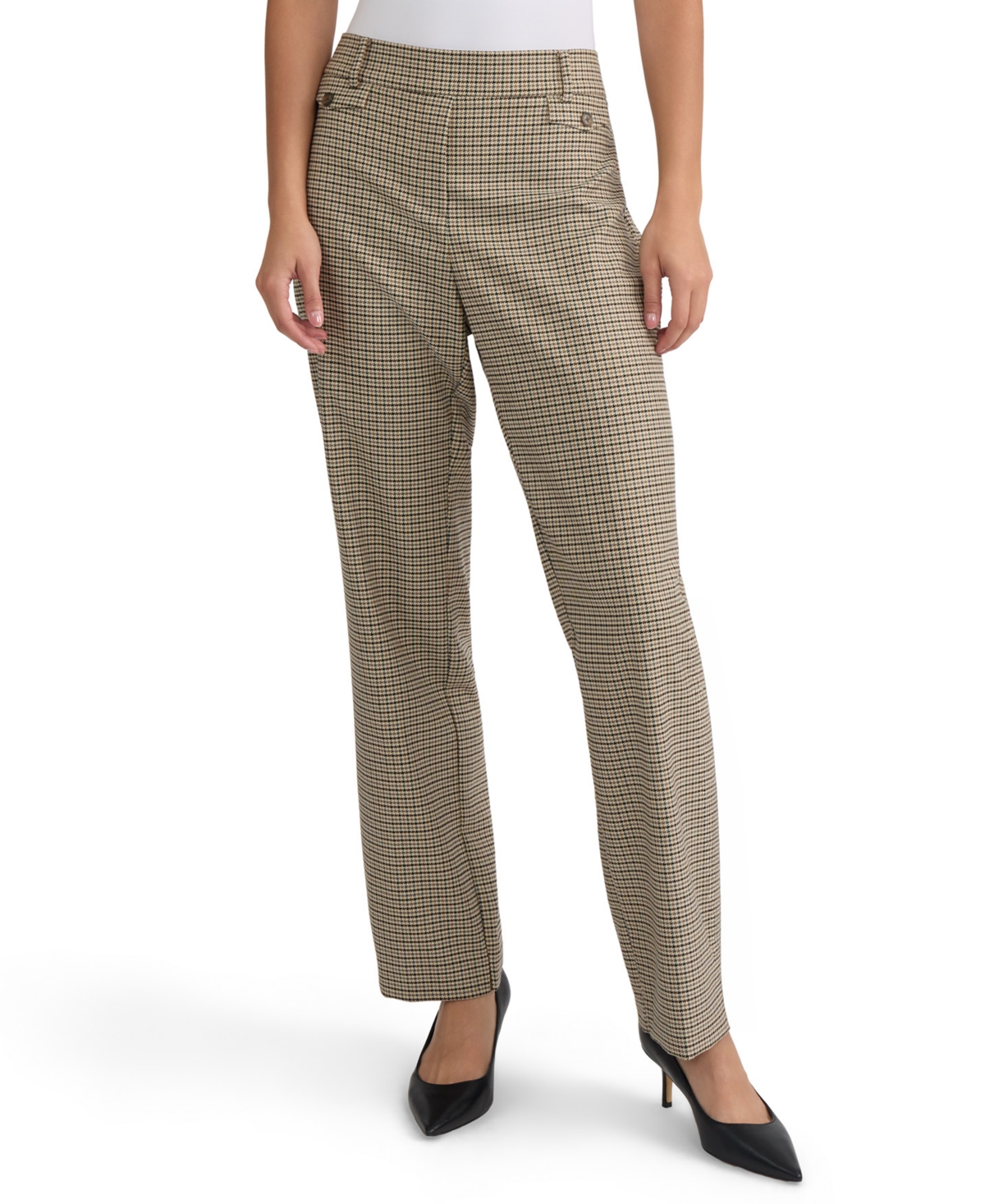 Click here for Jones New York Petite Pull-On Plaid Straight-Leg P... prices