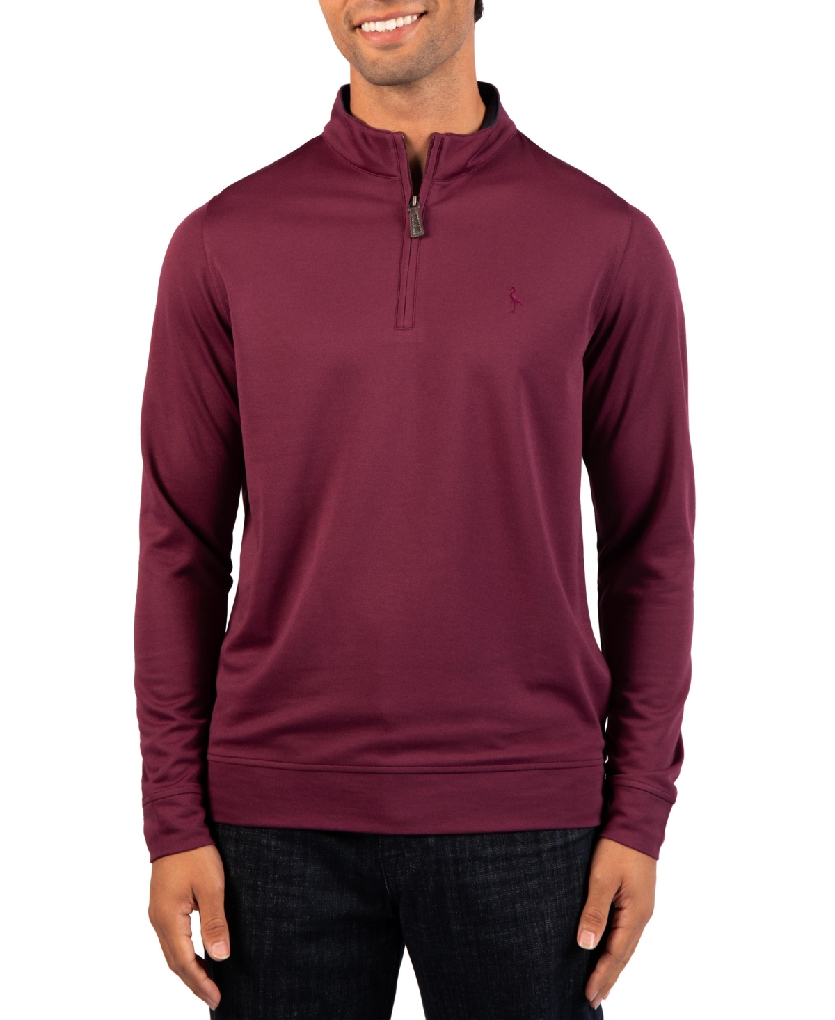 Click here for TailorByrd Mens Modal Quarter Zip - Aubergine prices