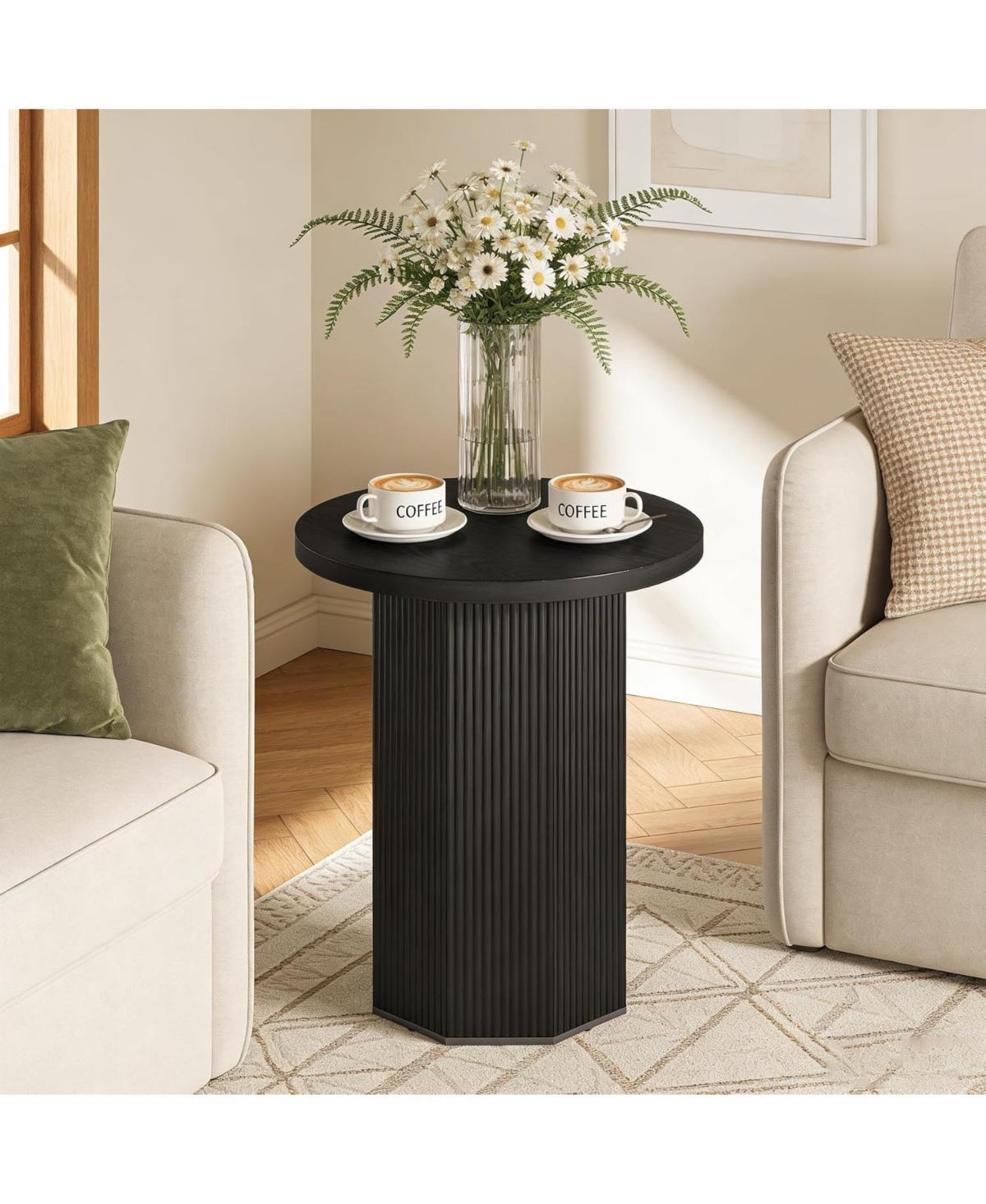 Click here for Tribesigns Round Pedestal End Table with Fluted Ba... prices