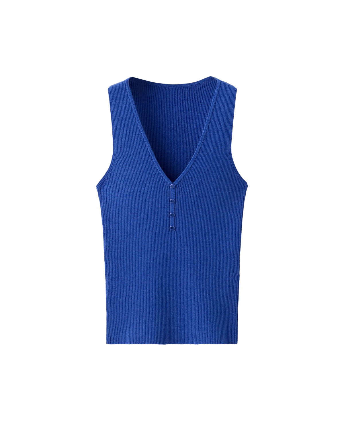 Click here for Mango Womens Buttoned Ribbed Top - Vibrant Blue prices