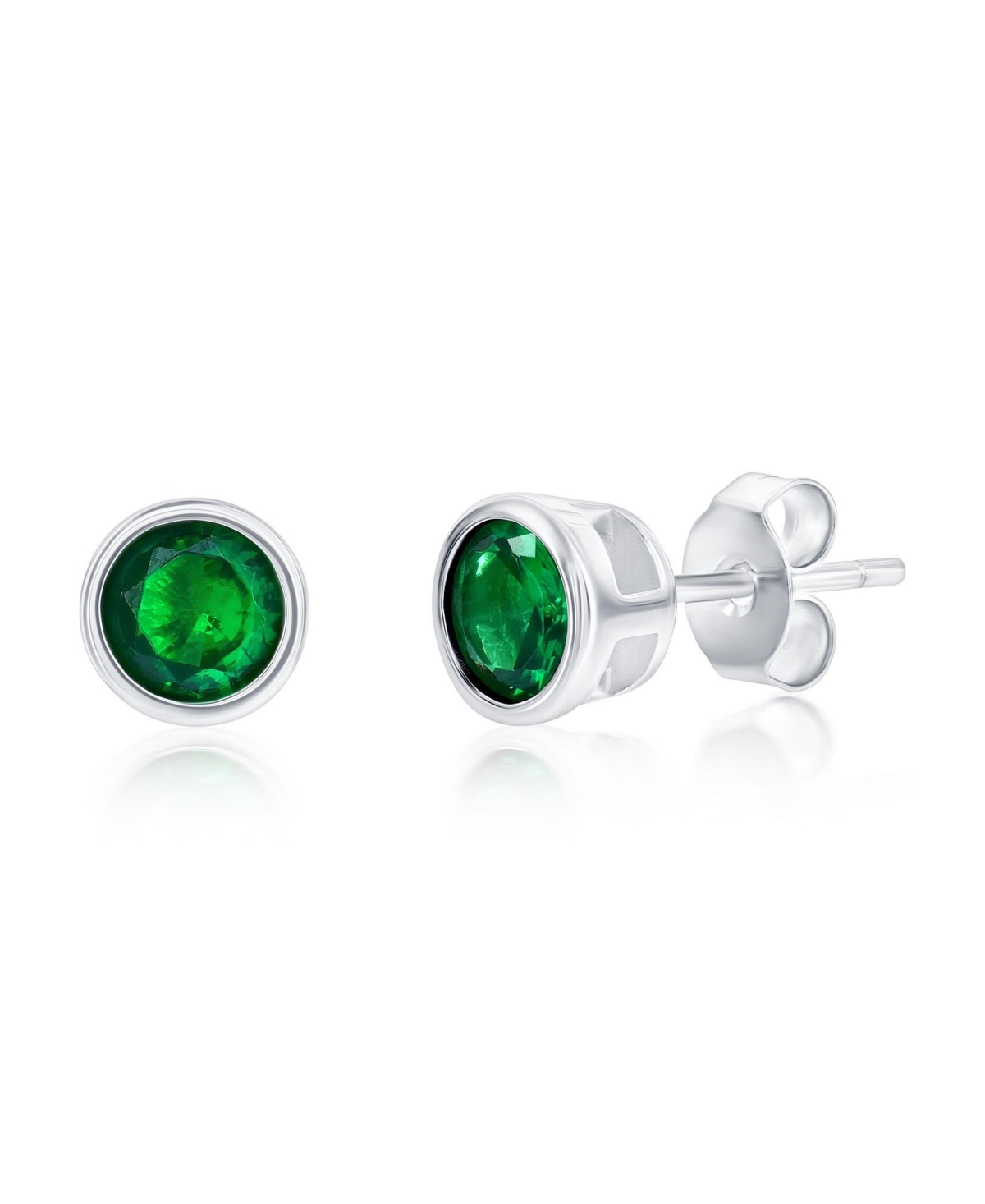 Click here for Simona Sterling Silver  6mm Bezel-Set Cz Stud Earr... prices