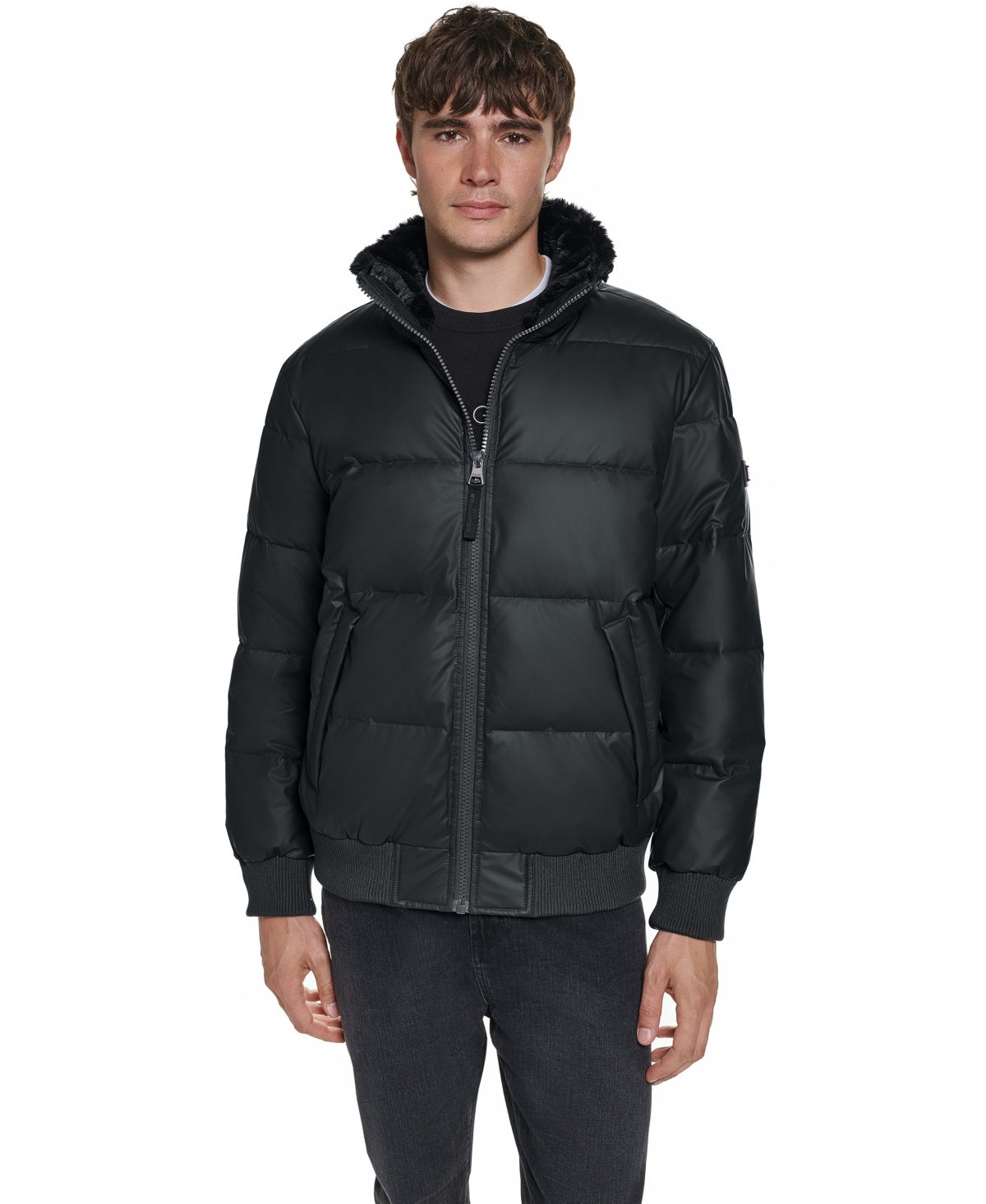 Click here for Karl Lagerfeld Paris Mens Sherpa Lined Stand Colla... prices