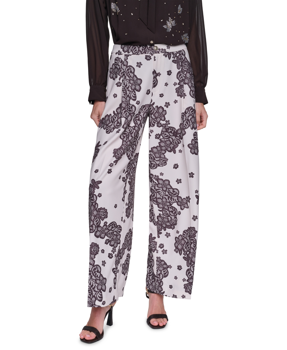 Click here for Karl Lagerfeld Paris Petite Lace Floral-Print Wide... prices
