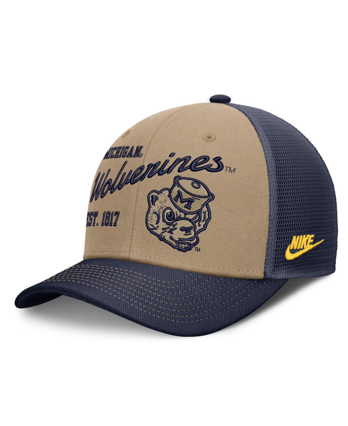 Click here for Nike Mens and Womens Beige/Navy Michigan Wolverine... prices