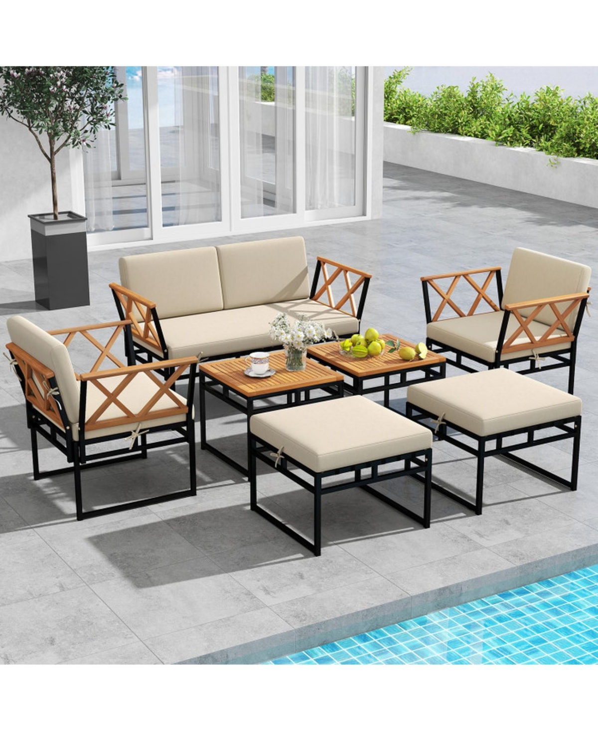 Click here for Gouun 7 Piece Outdoor Patio Conversation Set with... prices