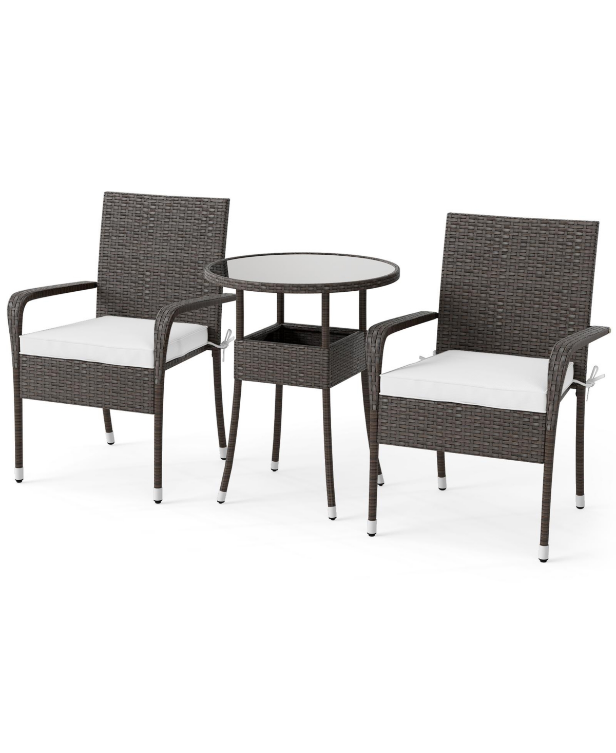 Click here for Gouun 3-Piece Outdoor Wicker Bistro Set with High-... prices
