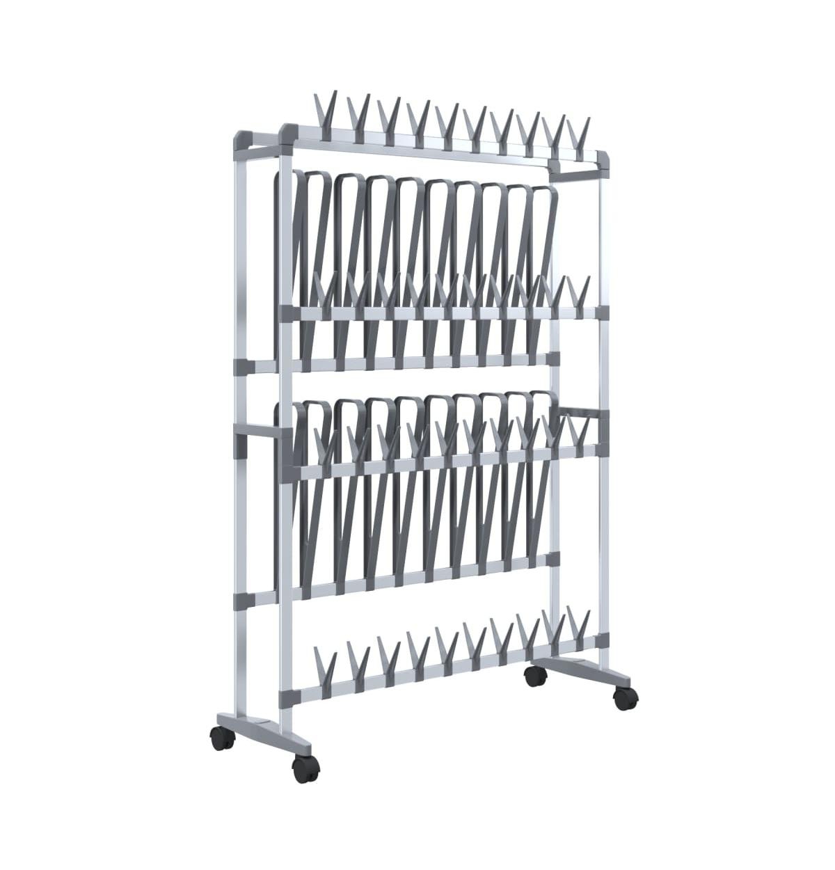 Click here for vidaXL Shoe Rack with Wheels 35x10.6x47.2 - Silver prices