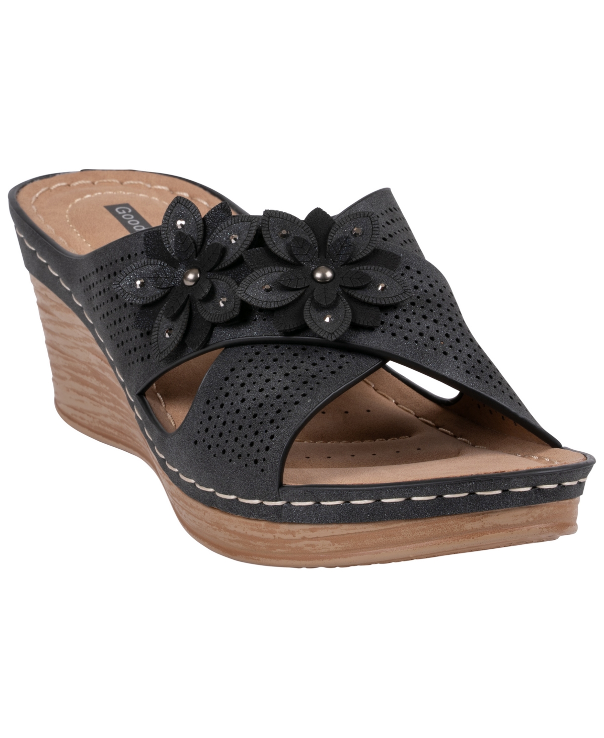 Click here for Gc Shoes Temple Espadrille Wedge Sandal - Black prices