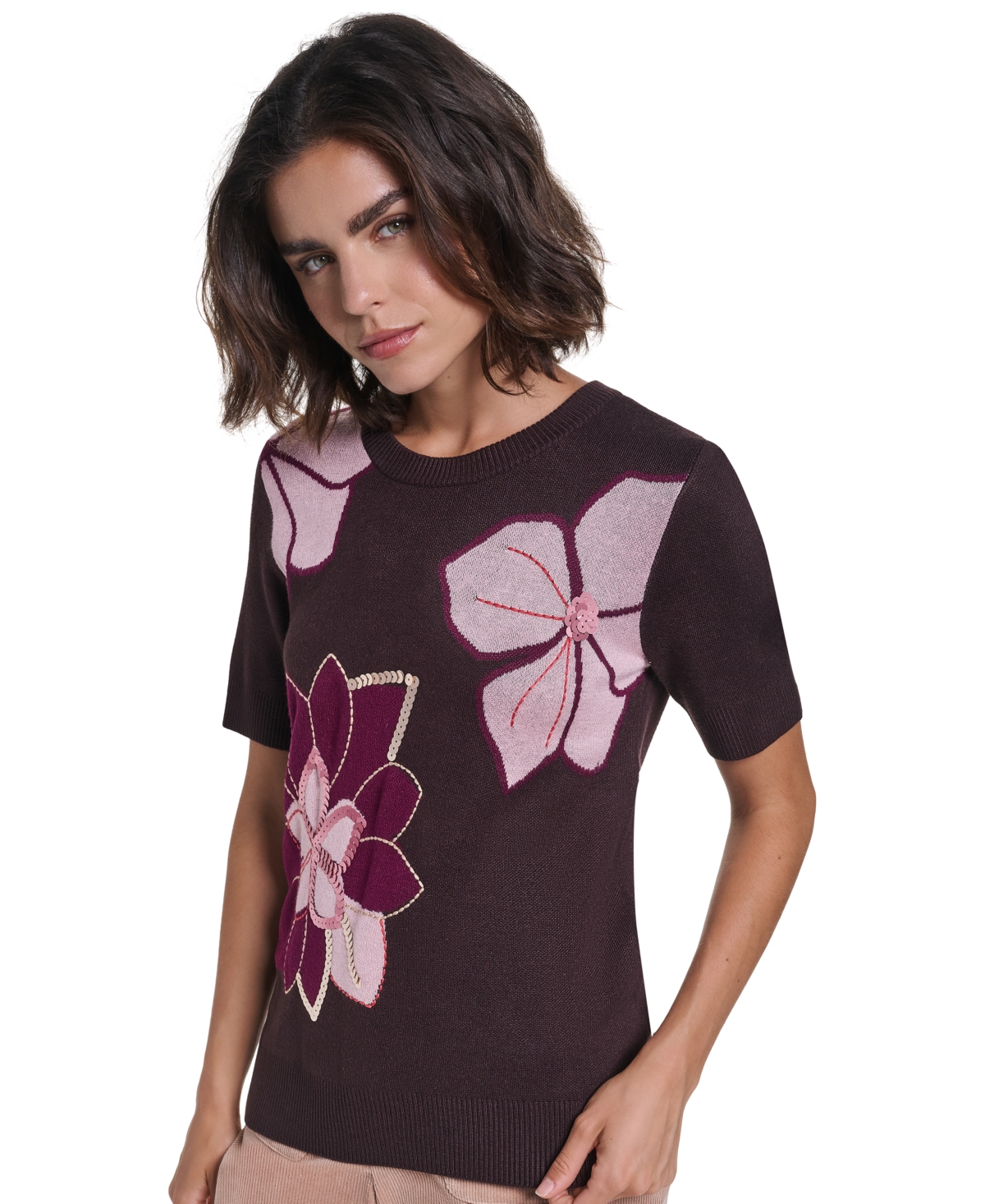 Click here for Karl Lagerfeld Paris Petite Floral-Print Sequin-Em... prices