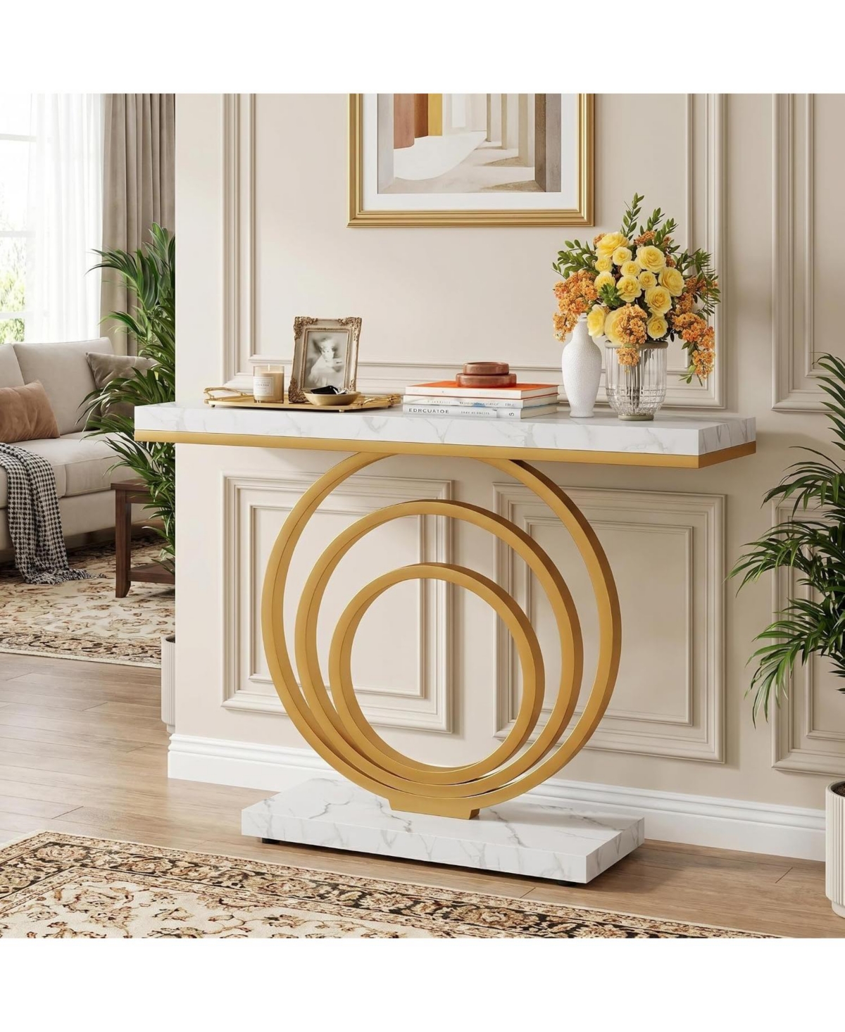 Click here for Tribesigns 41 Gold Console Table with Marble Top -... prices