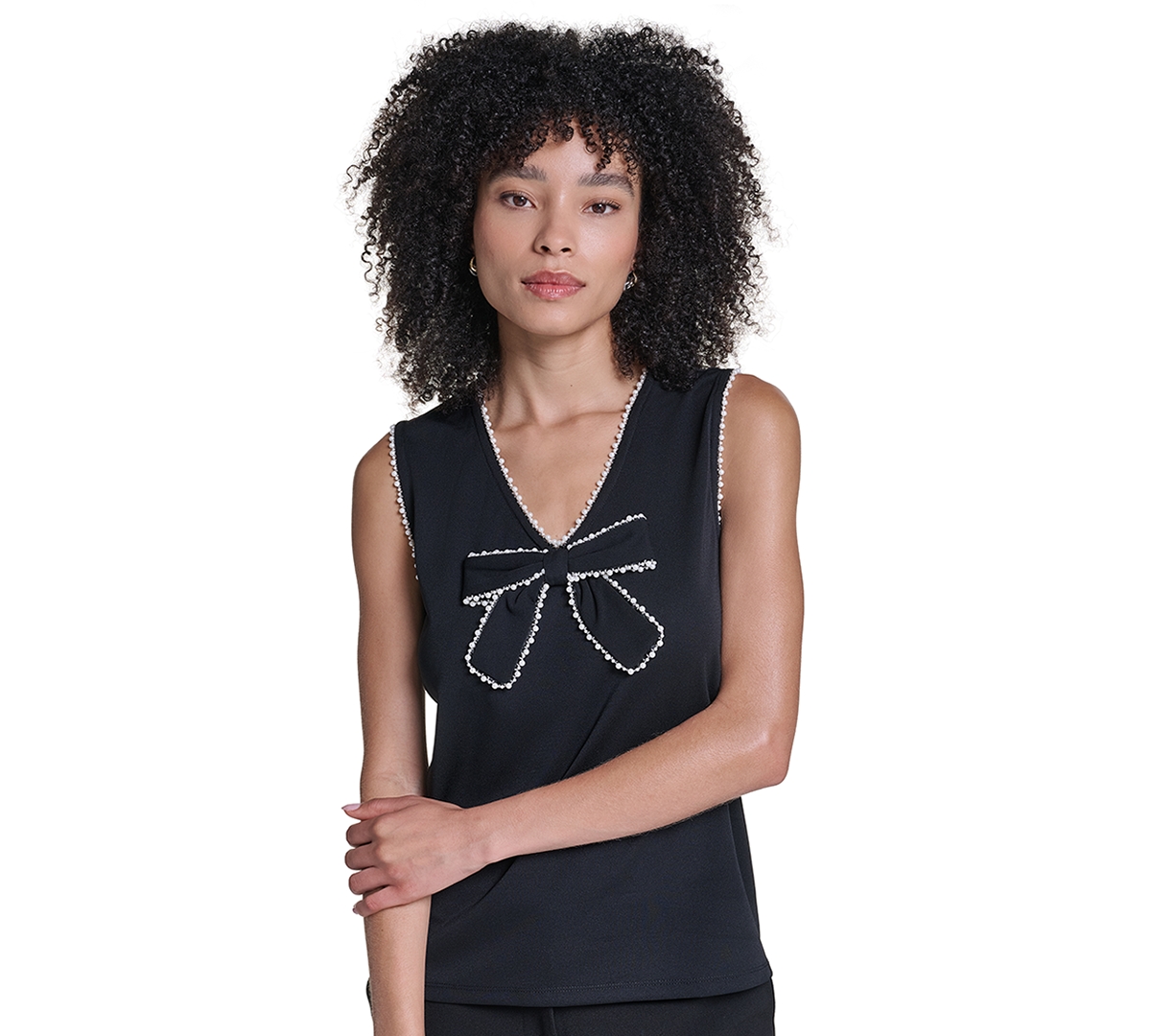 Click here for Karl Lagerfeld Paris Petite Sleeveless V-Neck Bow... prices