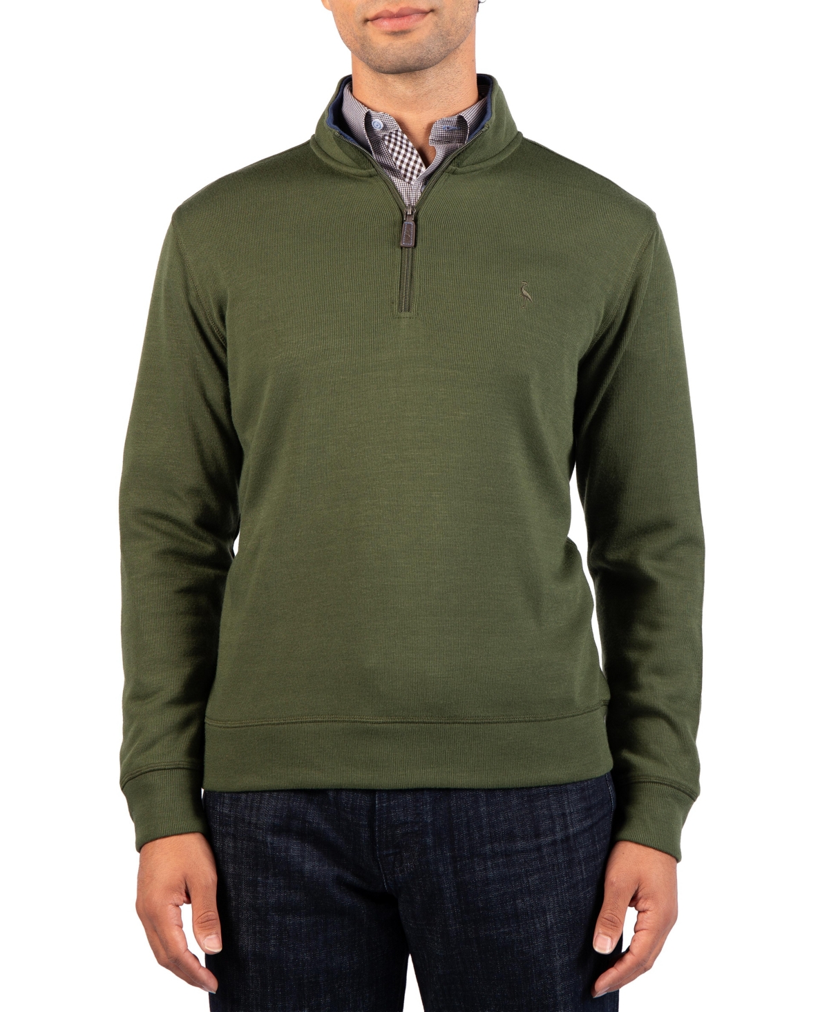 Click here for TailorByrd Mens French Rib Quarter Zip - Army gree... prices